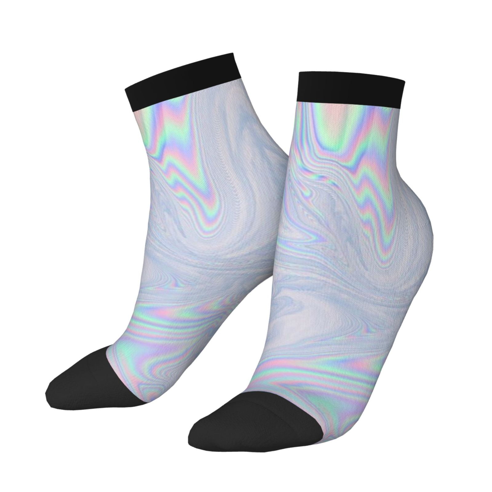 Holographic Iridescent Color Wrinkled Foil Colorful Quarter Socks for ...