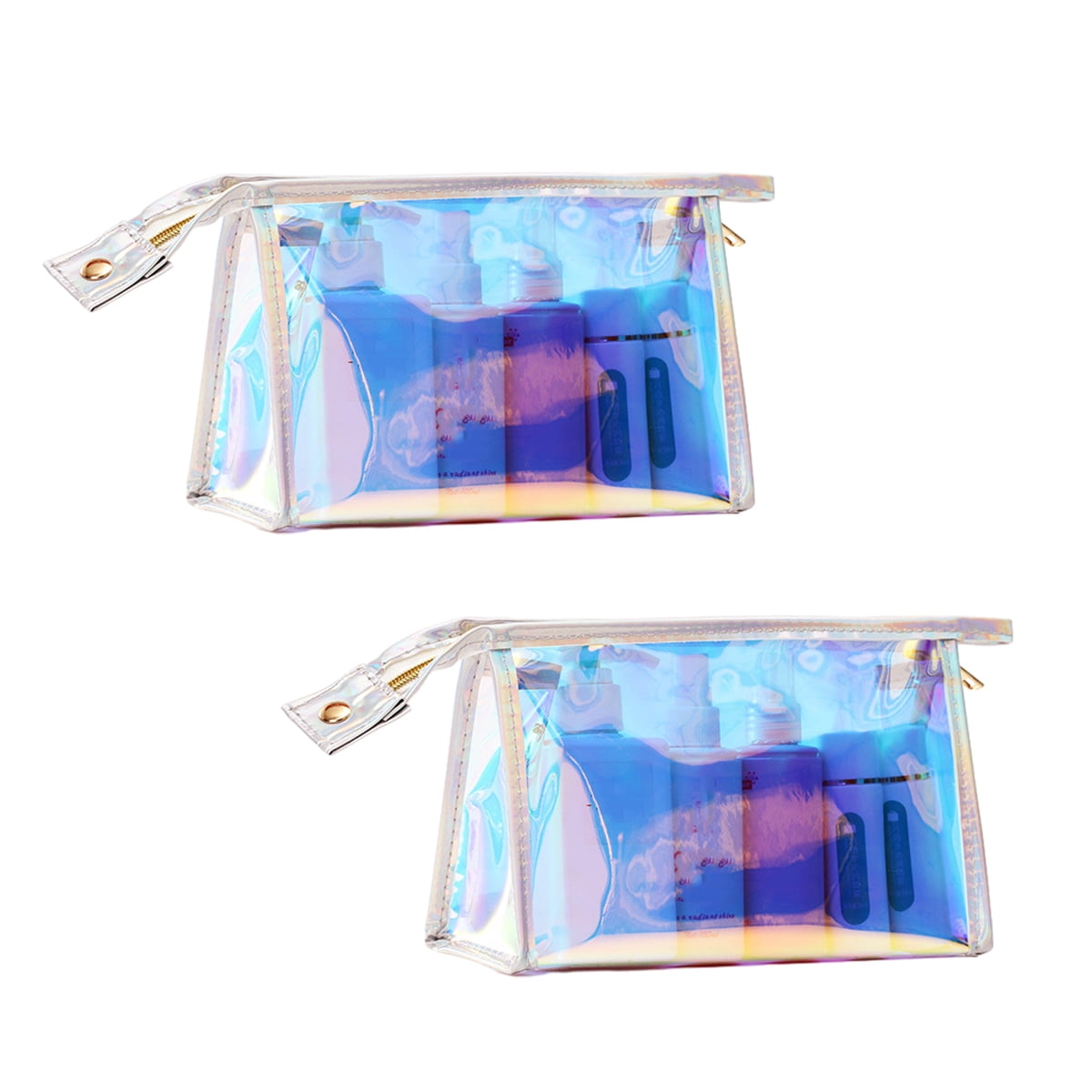 Holographic Makeup Bag Iridescent Cosmetic Pouch with Zipper Waterproof ...