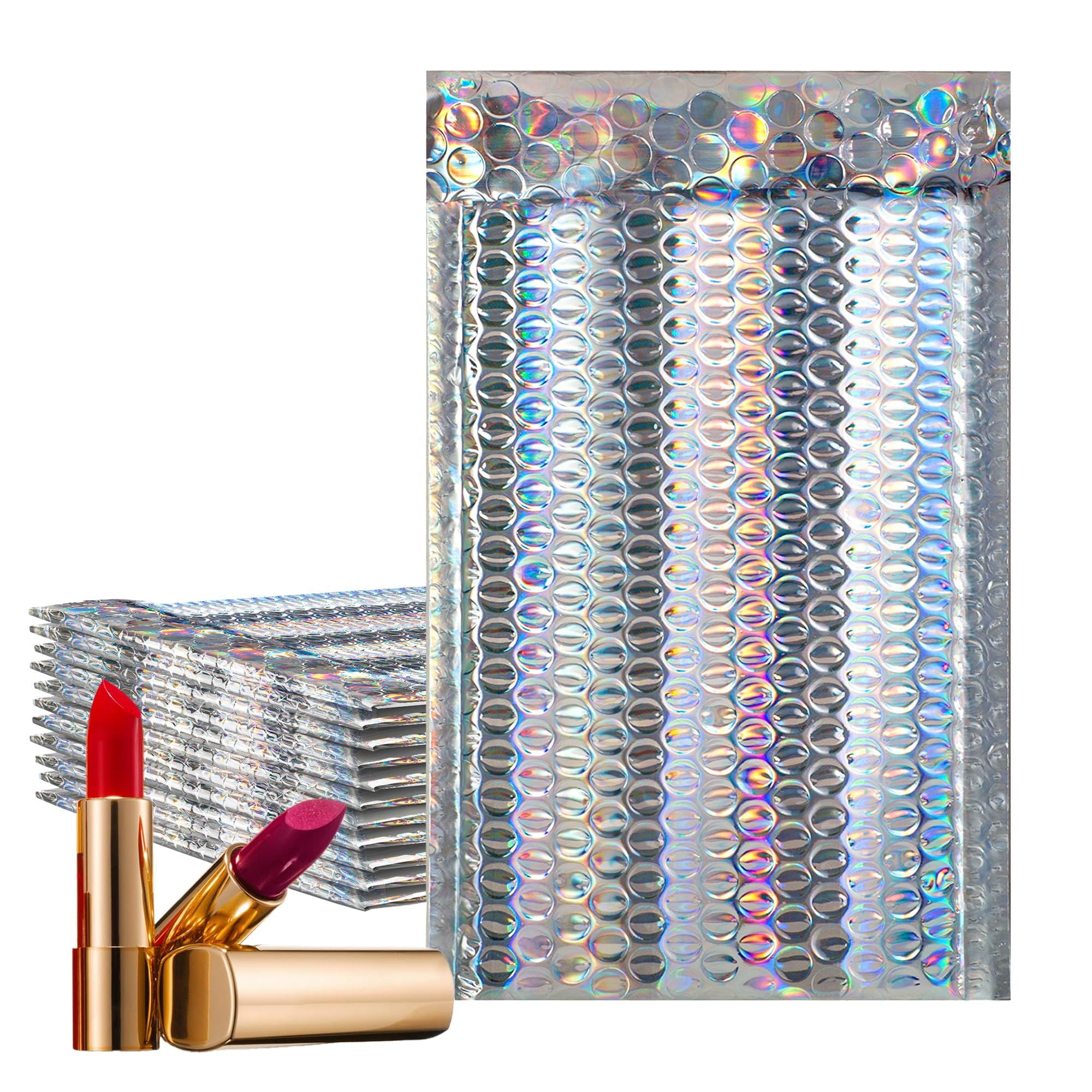 Holographic Metallic Bubble Mailers, 5 x 9 Inches. 10 Pack Mailers ...