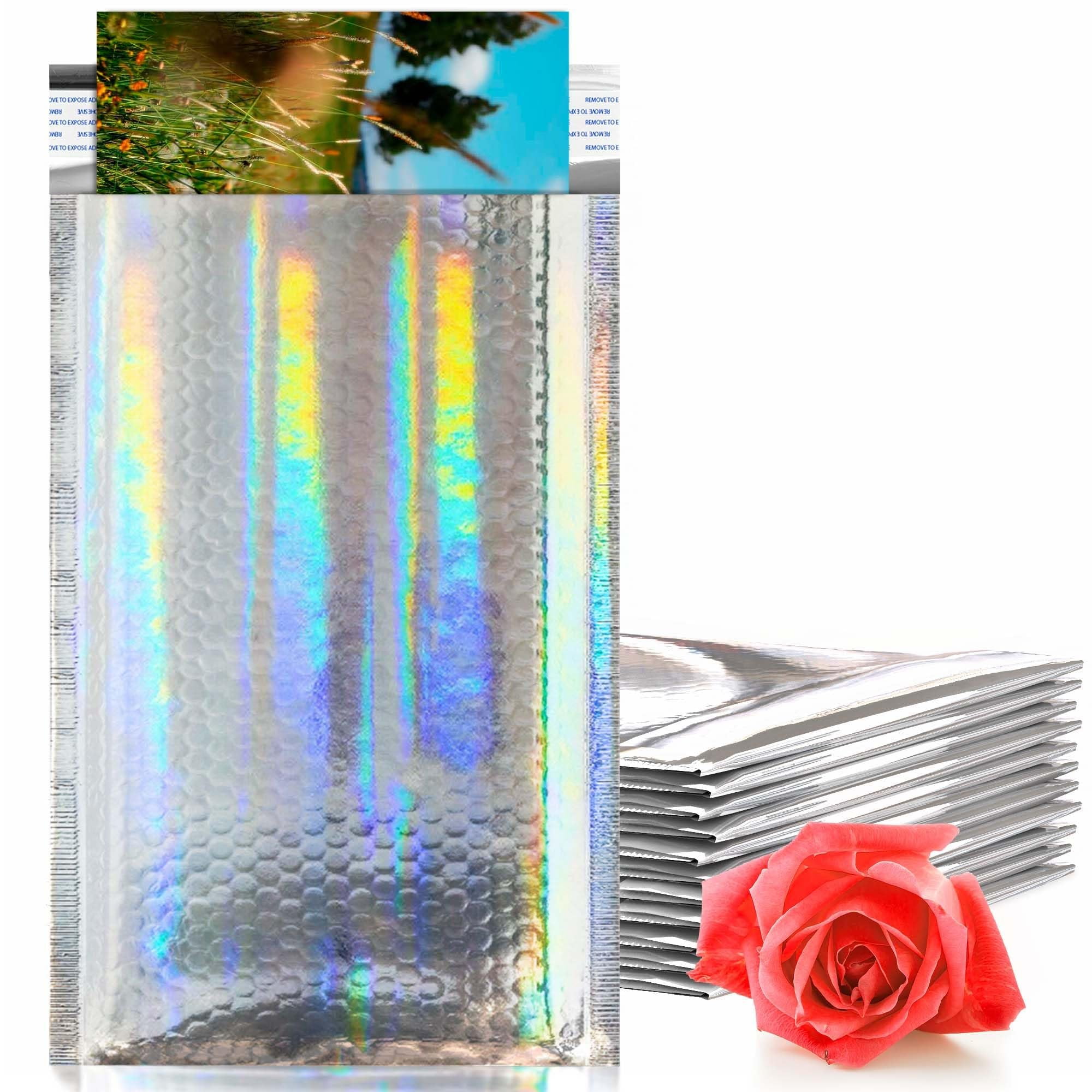 Holographic Metallic Bubble Mailers, 5 x 9 Inches. Pack of 100 Bright ...