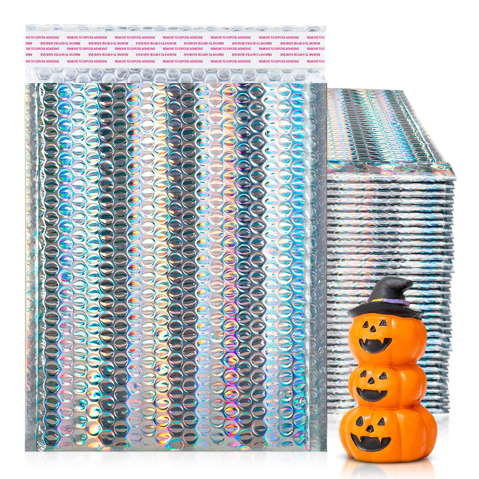 Holographic Metallic Bubble Mailers, 8.5 x 11 Inches. 175 Pack Metallic ...