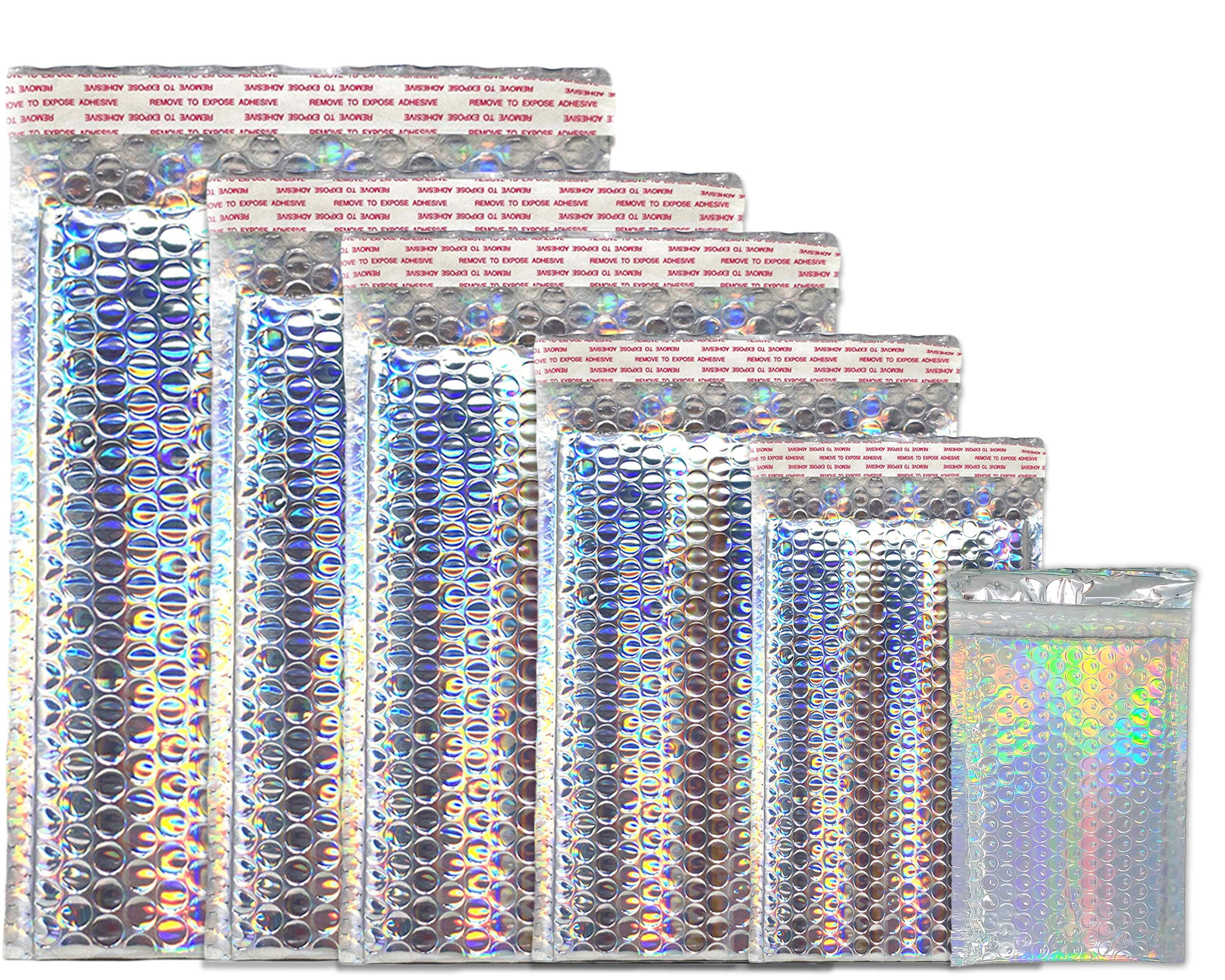 Holographic Metallic Bubble Mailers Padded Shipping Quality Sturdy ...