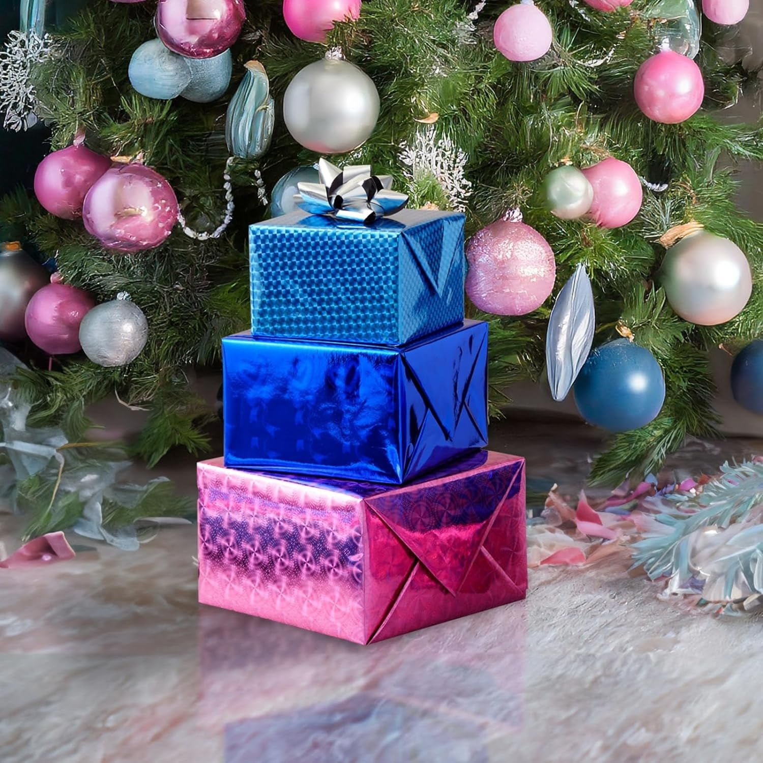 Holographic Metallic Gift Wrapping Paper Rolls - Foil Wrapping Paper ...