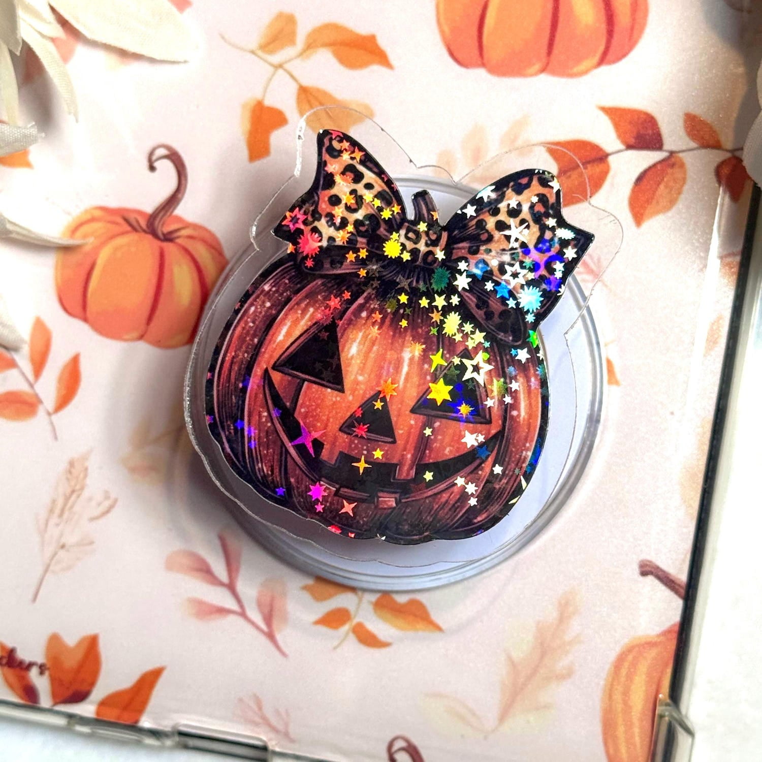 Holographic Pumpkin MagSafe Grip: Spooky Halloween Bookish Phone Stand ...