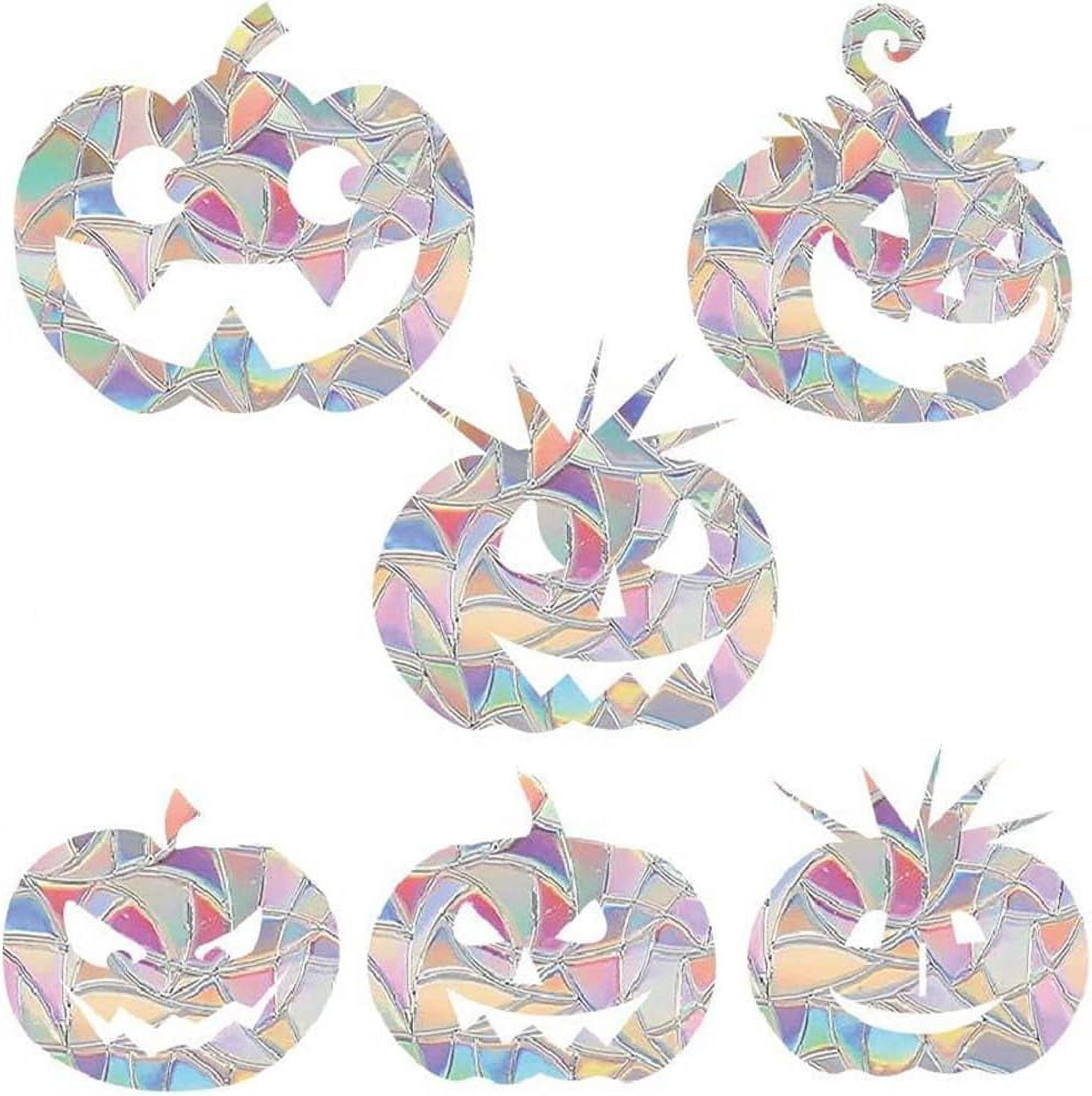 Holographic Pumpkin PVC Window Stickers Waterproof Laser Windows Decals ...