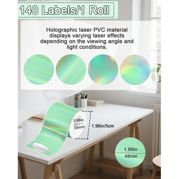 Holographic Round Thermal Labels 2 Inch for 4×6 Thermal Label Printers ...