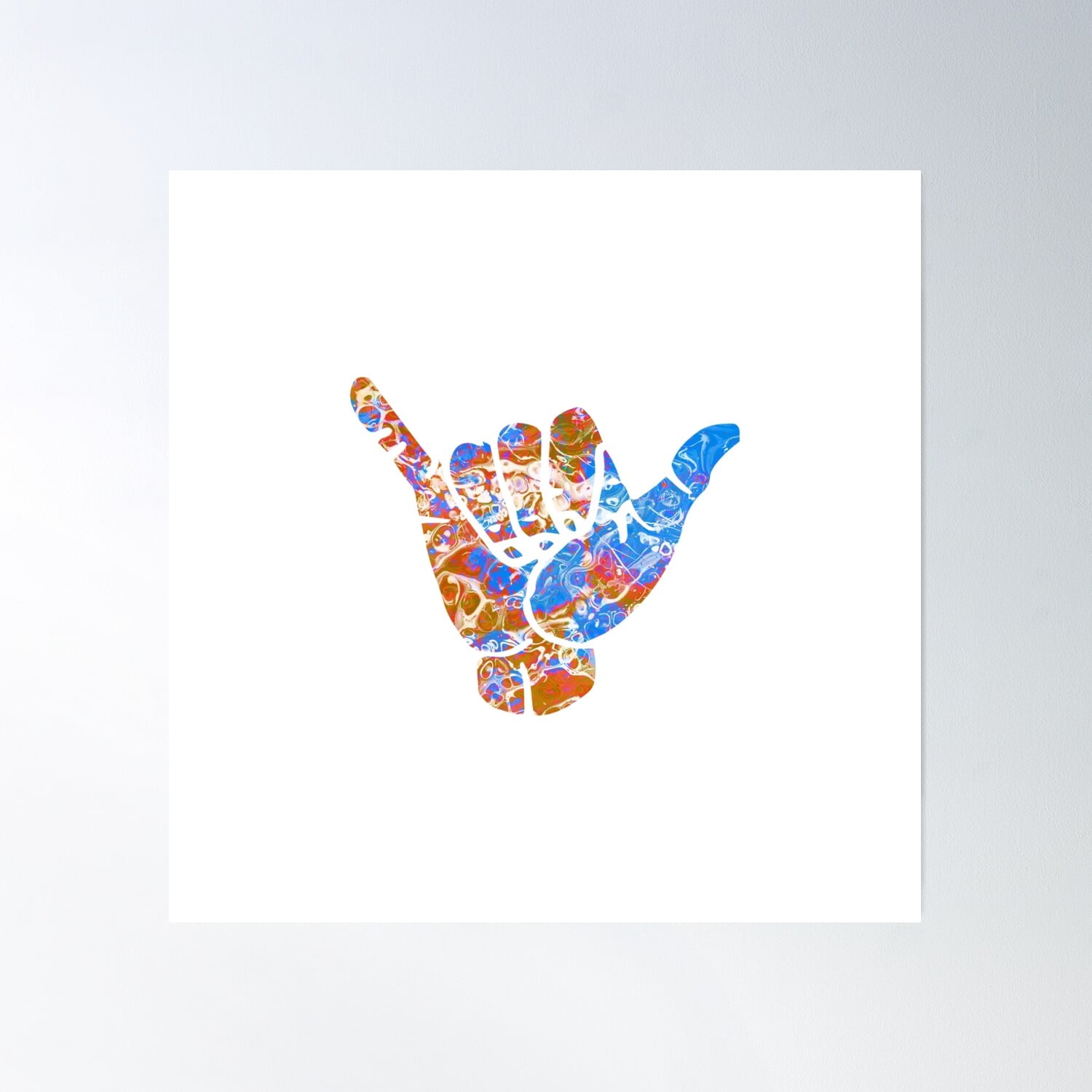 Holographic Shaka Hand Poster Wall Art, Modern Wall Decor, 24x24 ...