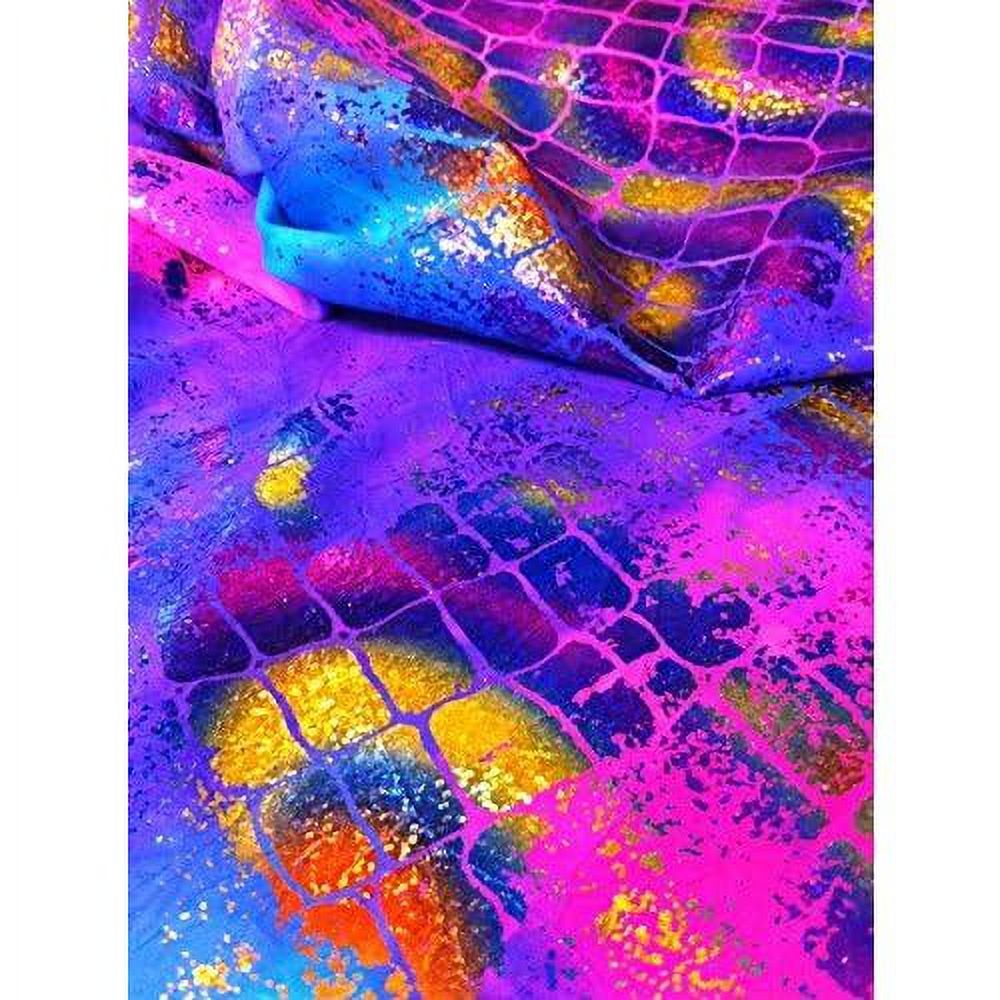 Holographic Shiny Big Reptile Pattern on Bright Stretch Crease Nylon ...