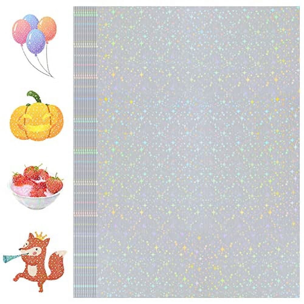 Holographic-Sticker Paper, 24 Sheets Holographic-Paper 8.5" x 11" Self ...