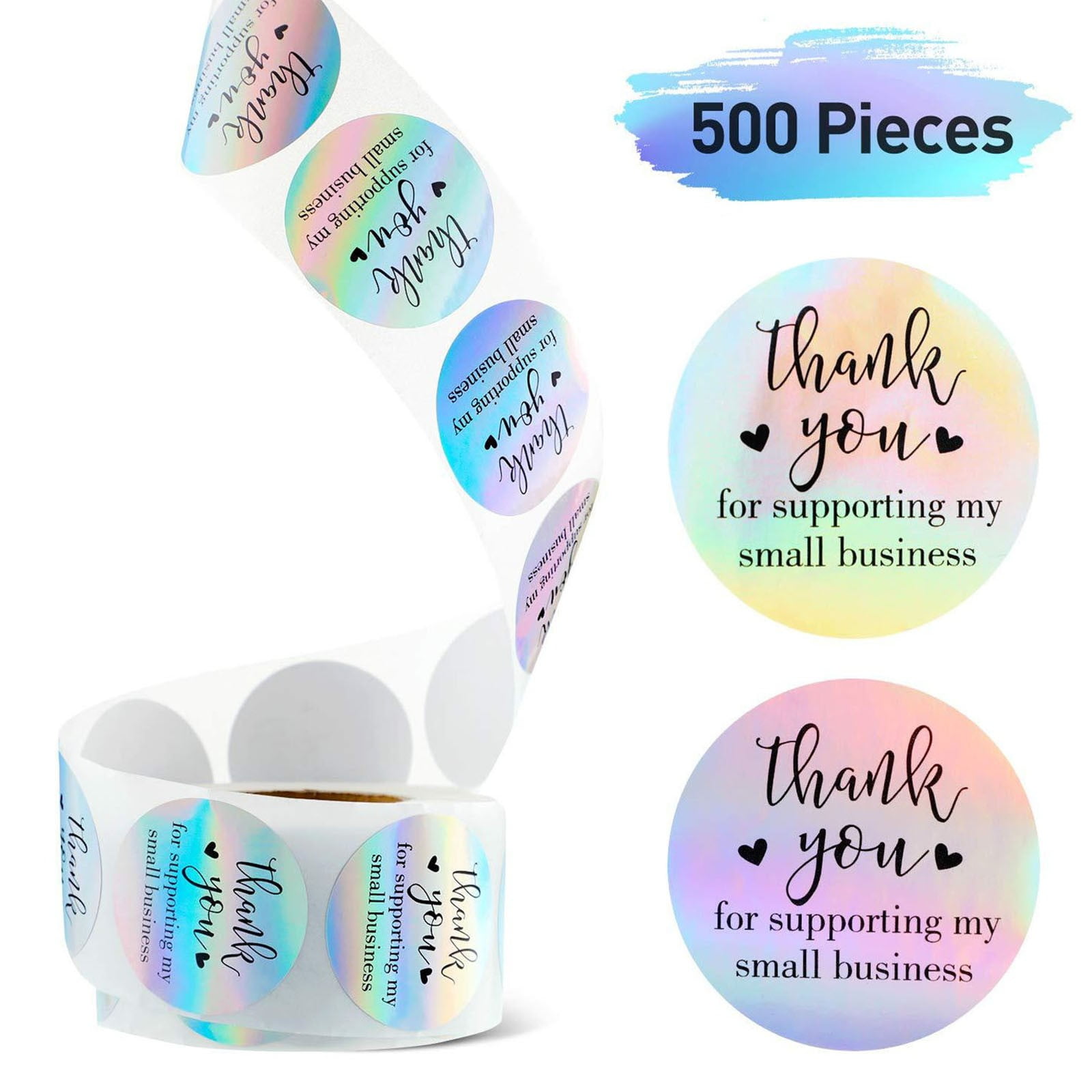 Holographic Thank You Stickers, Waterproof Labels for Business and ...