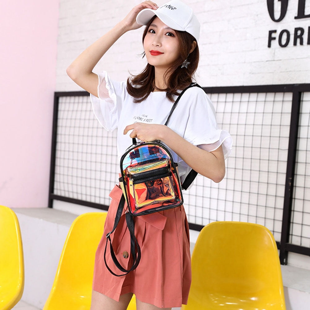 Holographic Transparent Backpack Women PVC Hologram Mini Clear Backpack ...