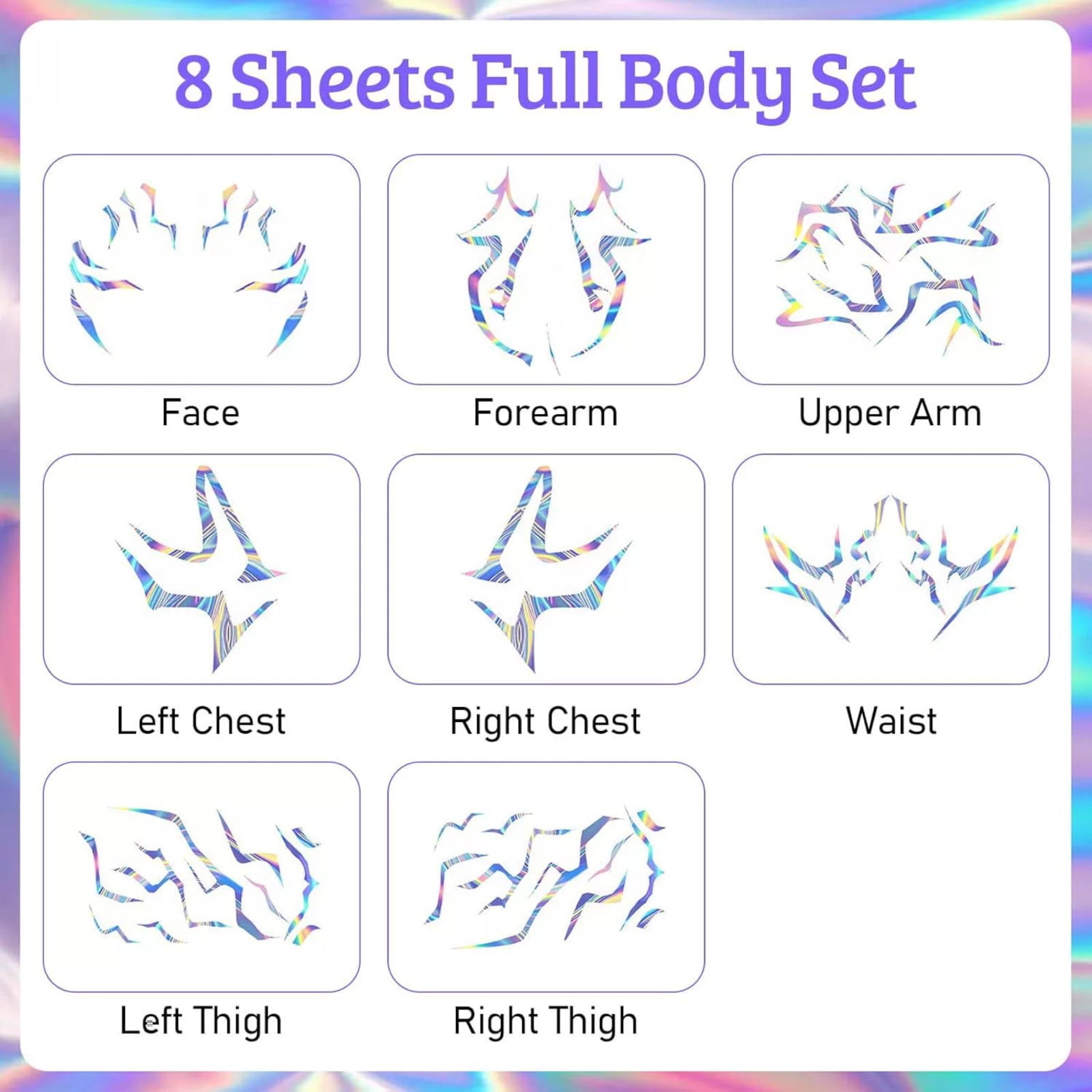 Holographic Tribal Body Art Sticker for Holiday Parties, Temporary ...
