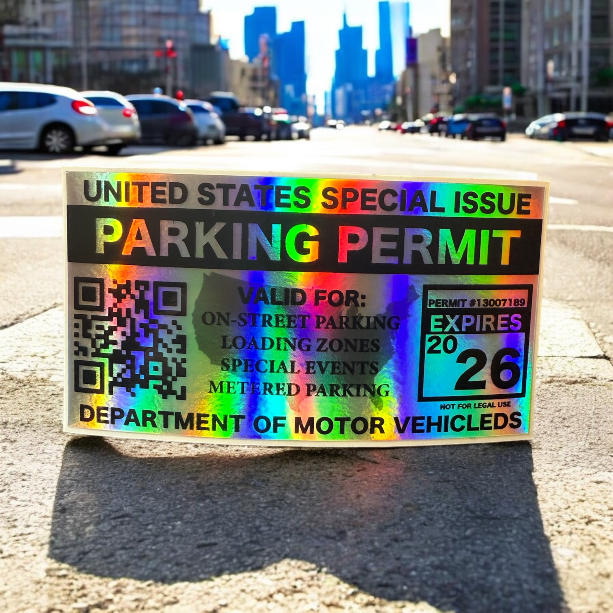 Holographic Vinyl Decal United States Parking Permit Car Vinyl Funny ...