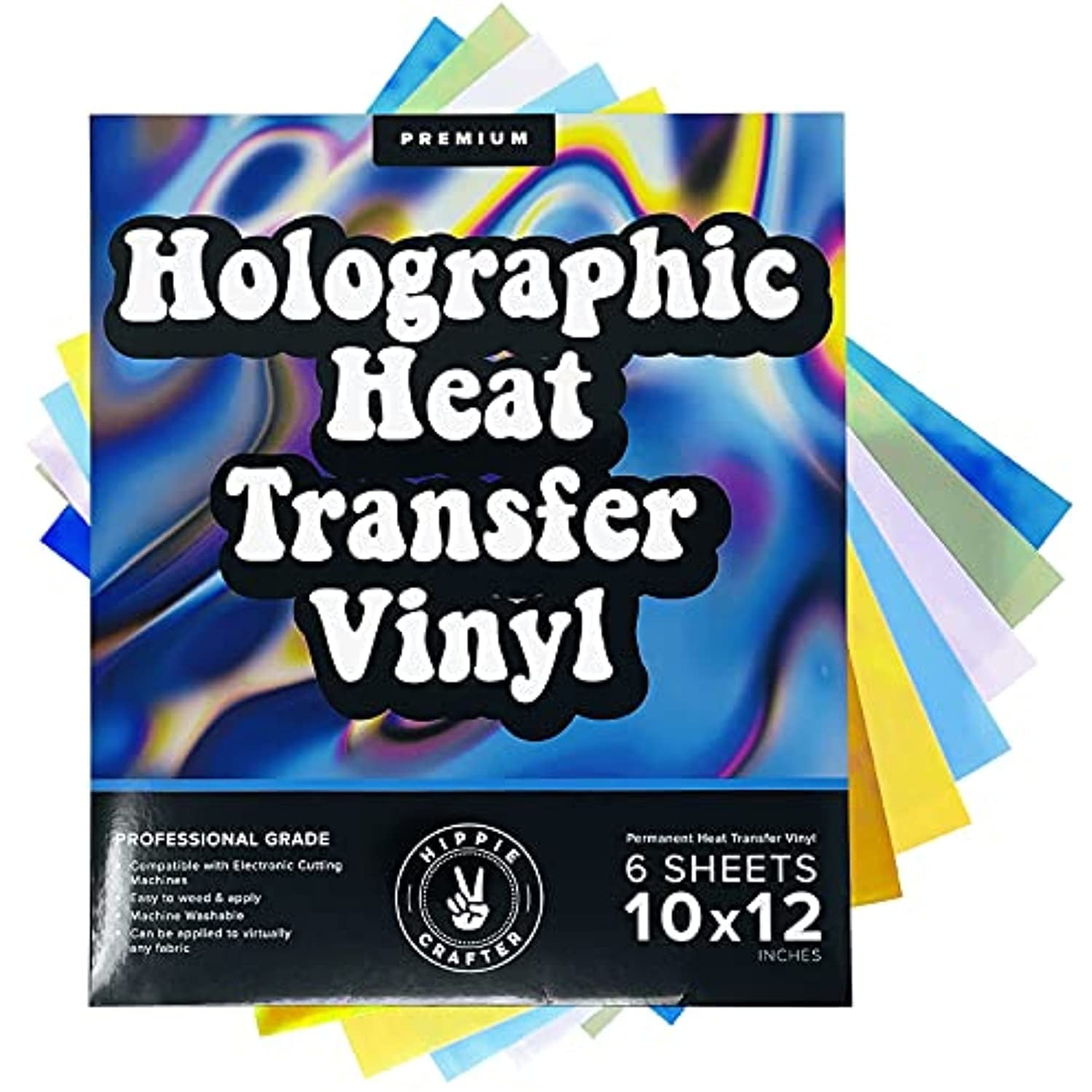 Holographic Vinyl Heat Transfer Sheets HTV Permanent Iron On Reflective ...