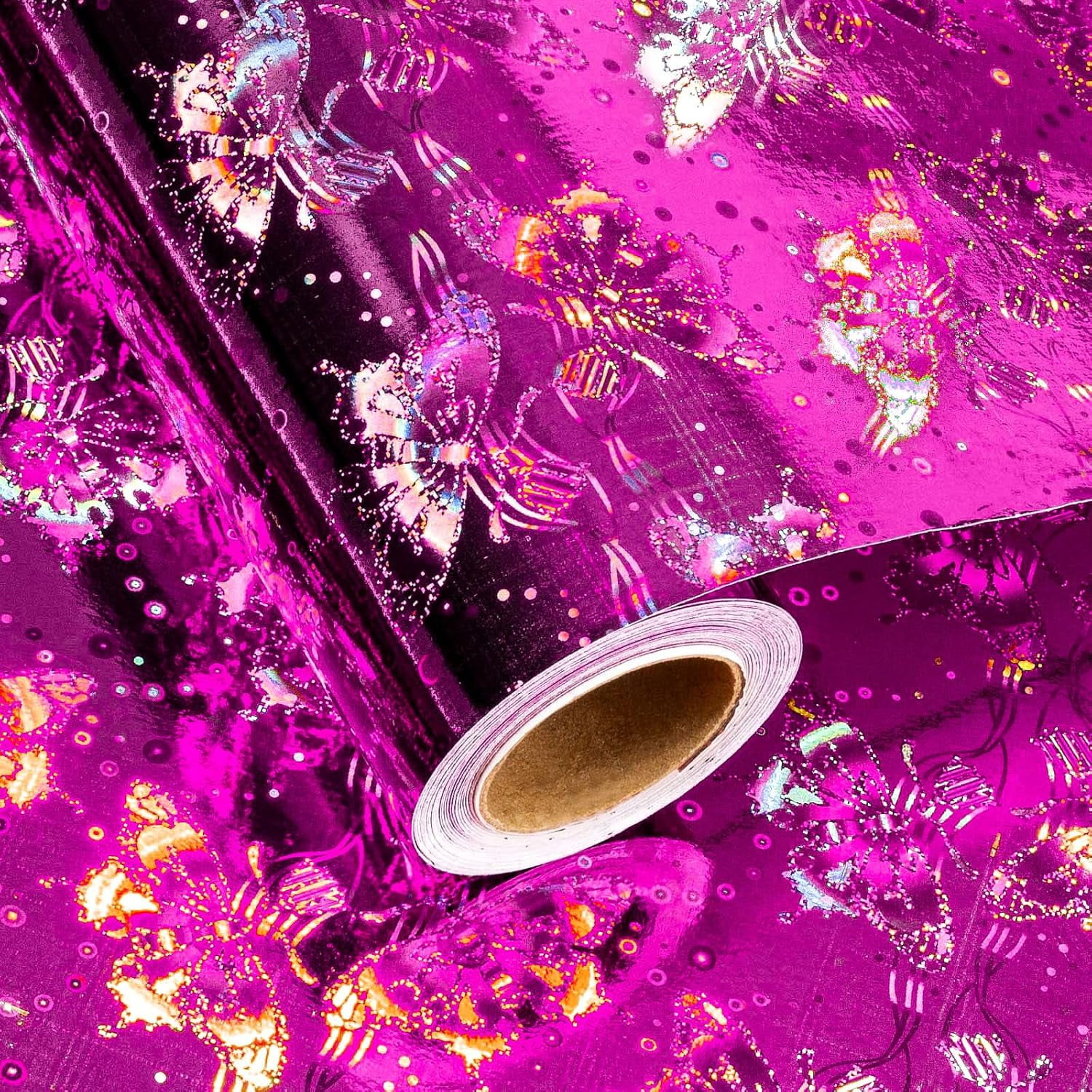 Holographic Wrapping Paper - Mini Roll - 17 Inch X 32.8 Feet- Metallic ...