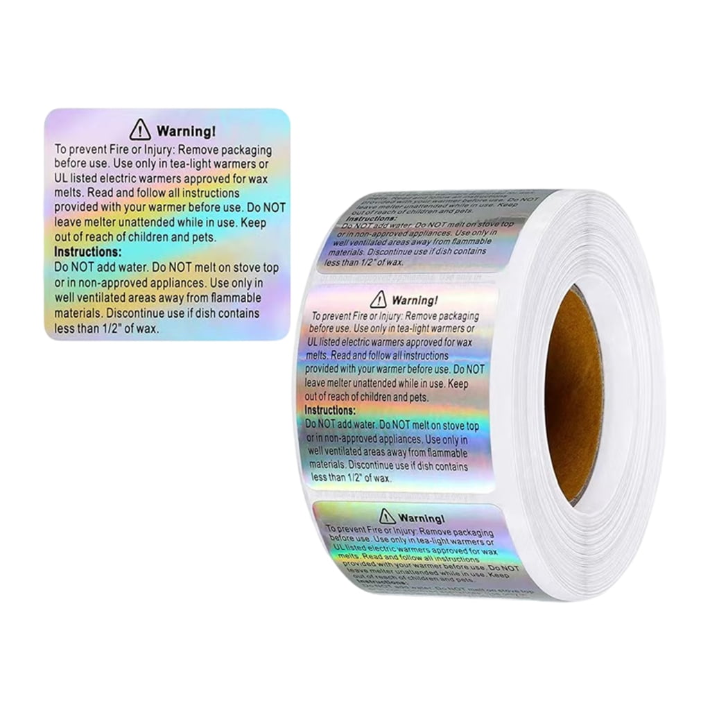 Holography Silver Self-Adhesive Sticker Labels Wax Melting Warning ...