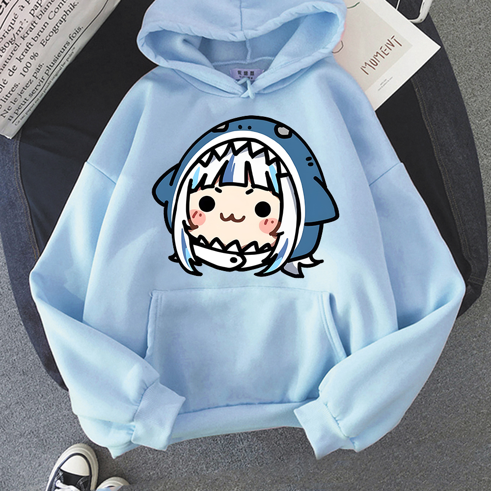 Hololive Hoodies English VTuber Gawr Gura Merch Causal Streetwear Long ...