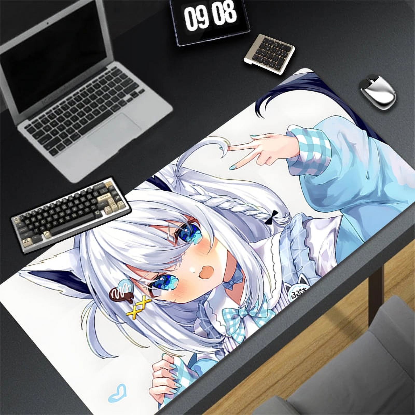 Hololive Shirakami Fubuki Mouse Pad Laptop Kawaii Cat Ear Anime Girl ...