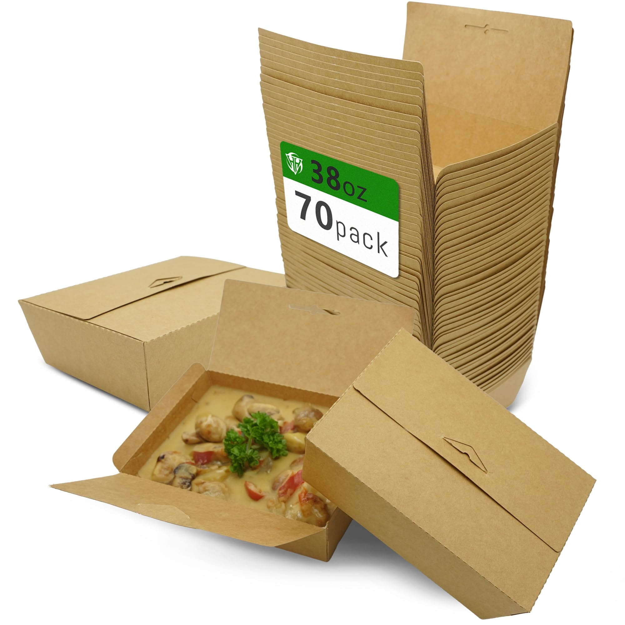 Holotap 70 Pack 38Oz Cardboard Take Out Food Containers, Kraft Paper ...