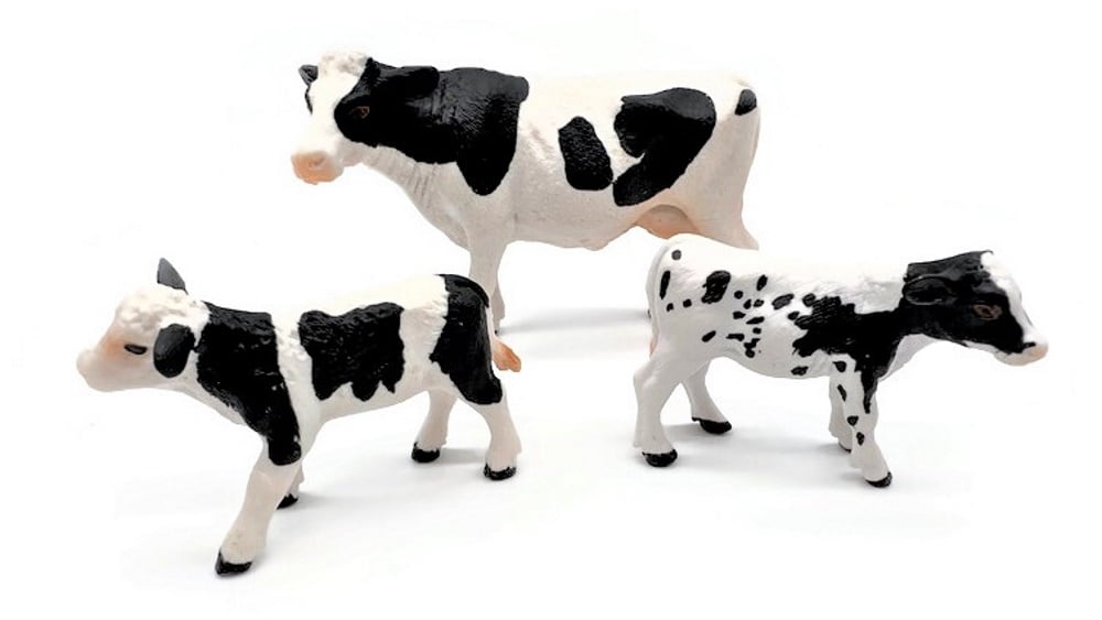 Holstein Cow Toy Figurine Set, Farm Animal Toys, 3 Piece by The Petting ...
