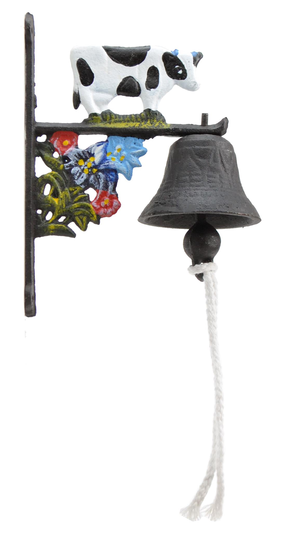 Holstein Dairy Cow Dinner Bell Colorful Cast Iron Doorbell by Flag ...