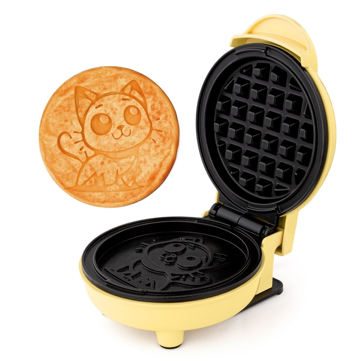 Holstein Housewares Kitty Waffle Maker – Cute Cat-Shaped, 4-Inch Yellow ...