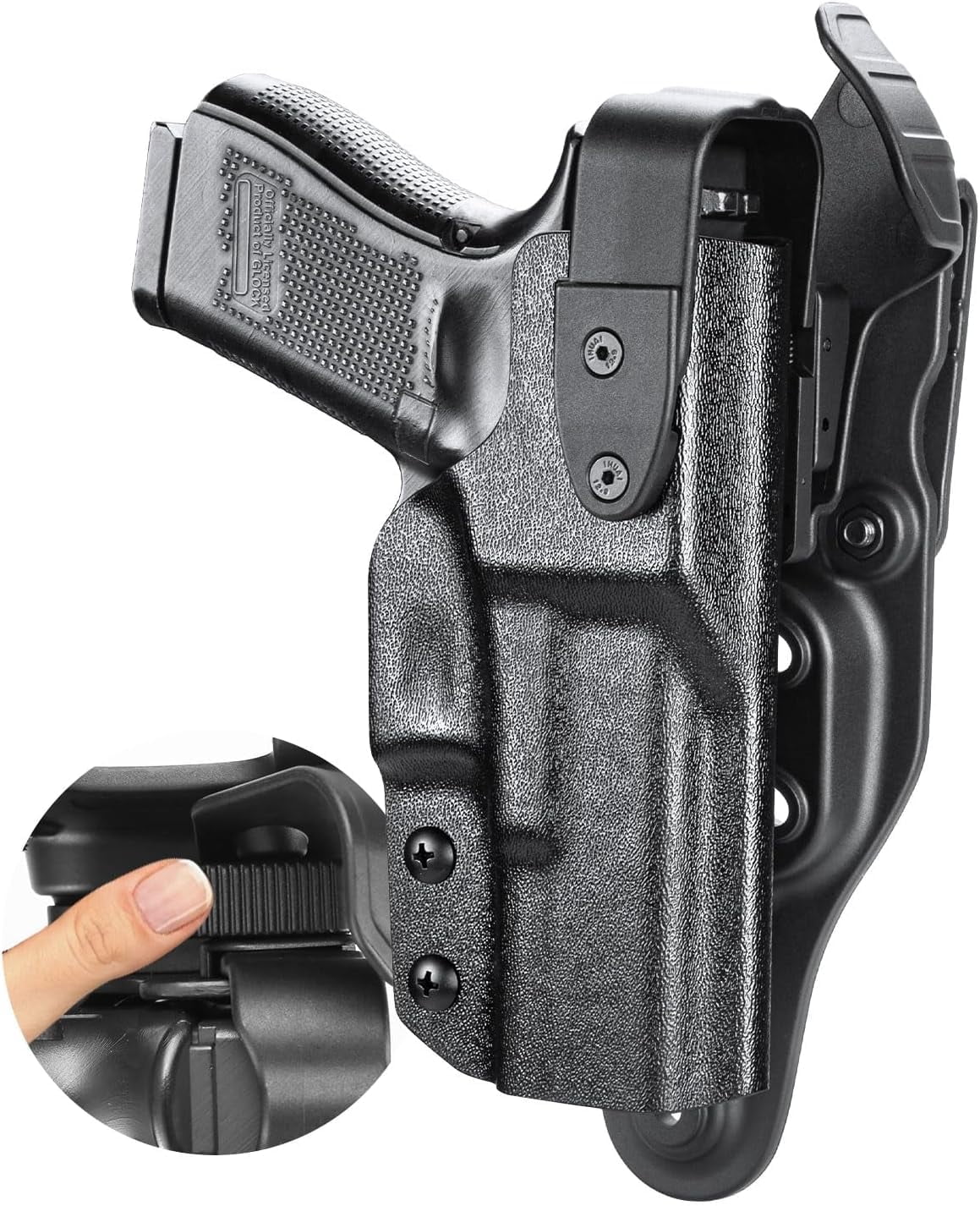 Holster w/Hook Guard & Rotating Hood For Glock 19/G26 Gen3-5, G19X/G44 ...
