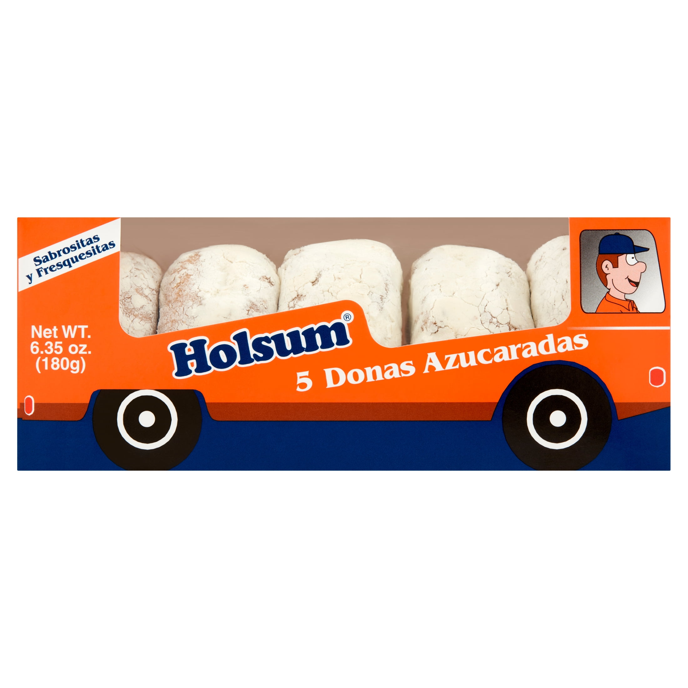 Holsum Powered Sugar Baked Donuts, Family Size, 6.35 oz, 5 Count, Shelf ...