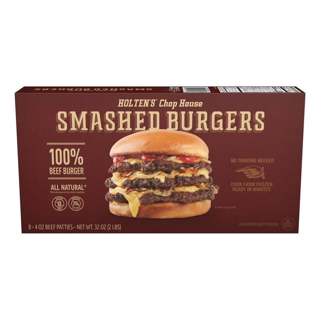 Holtens Chop House 100% Beef Smashed Burgers for Breakroom - Walmart ...