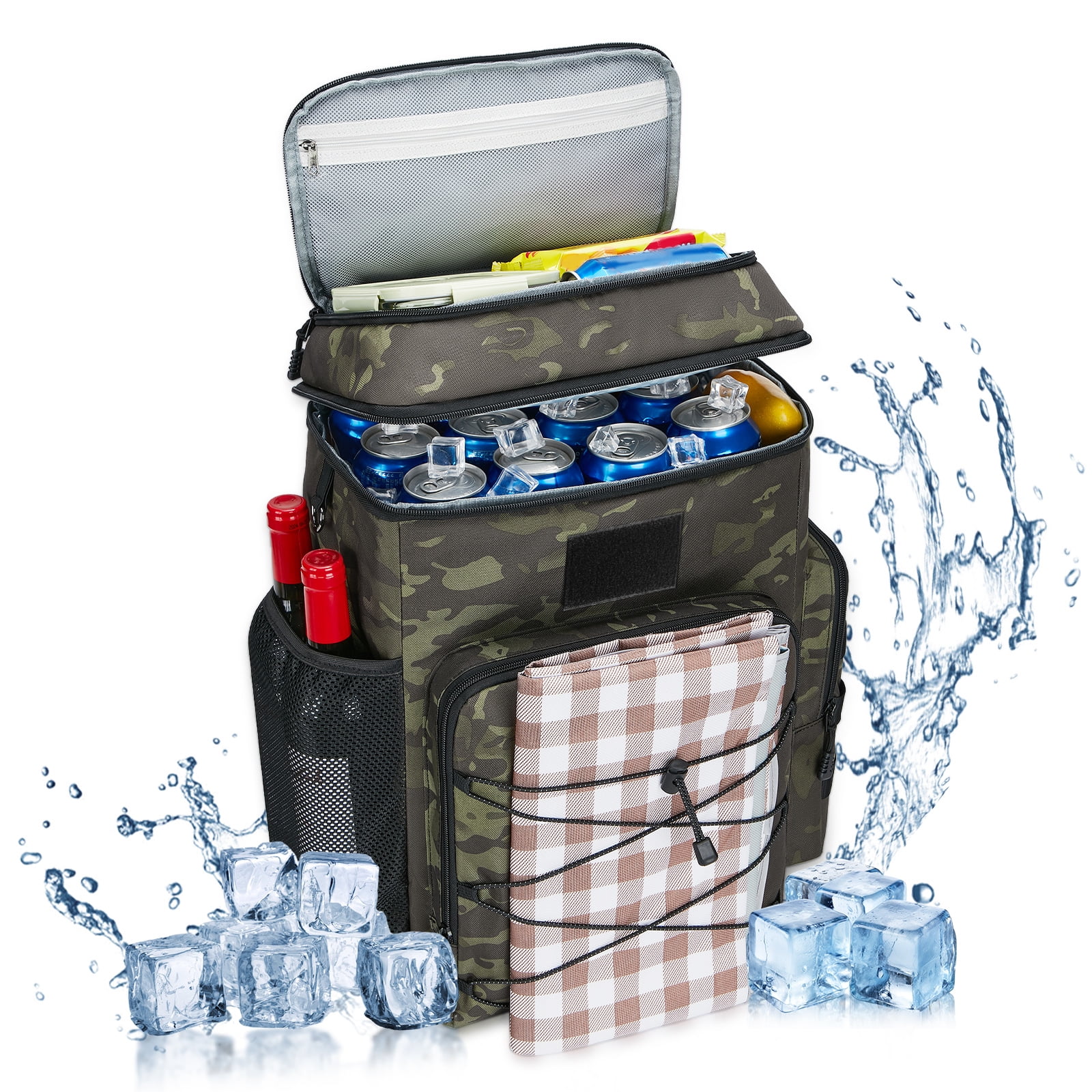 Holuxer Double Deck Backpack Cooler, Insulated Lunch Bags for Men, 30L ...