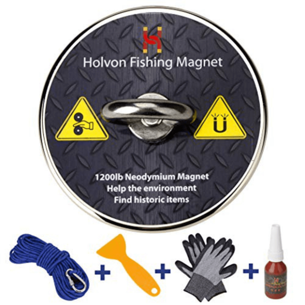 Holvon Magnet Fishing Set: Powerful 1200LB Capacity, 65FT Nylon Rope ...