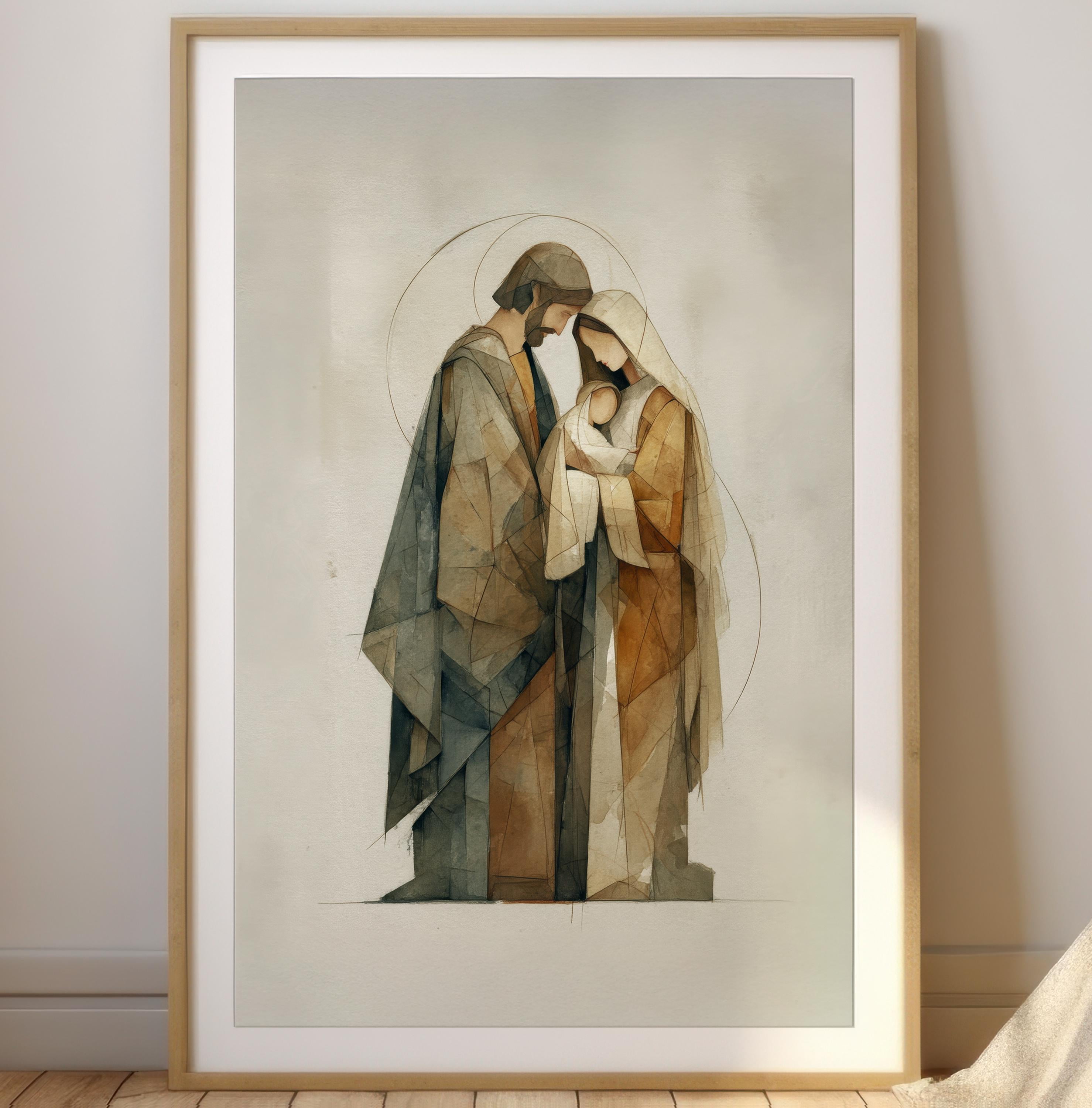 Holy Abstract Nativity Art Print, Minimalist Kristmas Christian Decor ...