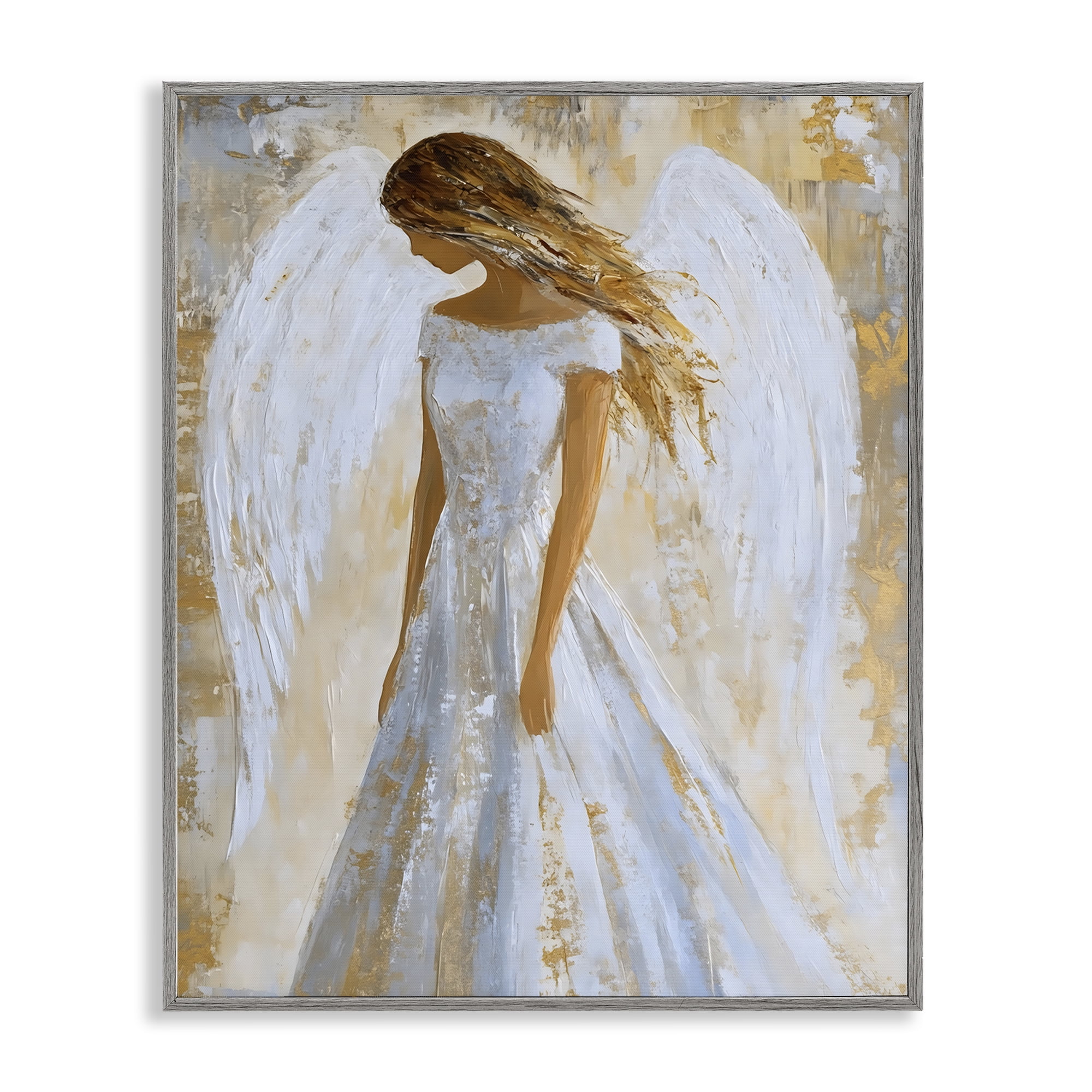 Holy Angel In White Gray Framed Giclee Art, design by Franklyn Gregory ...