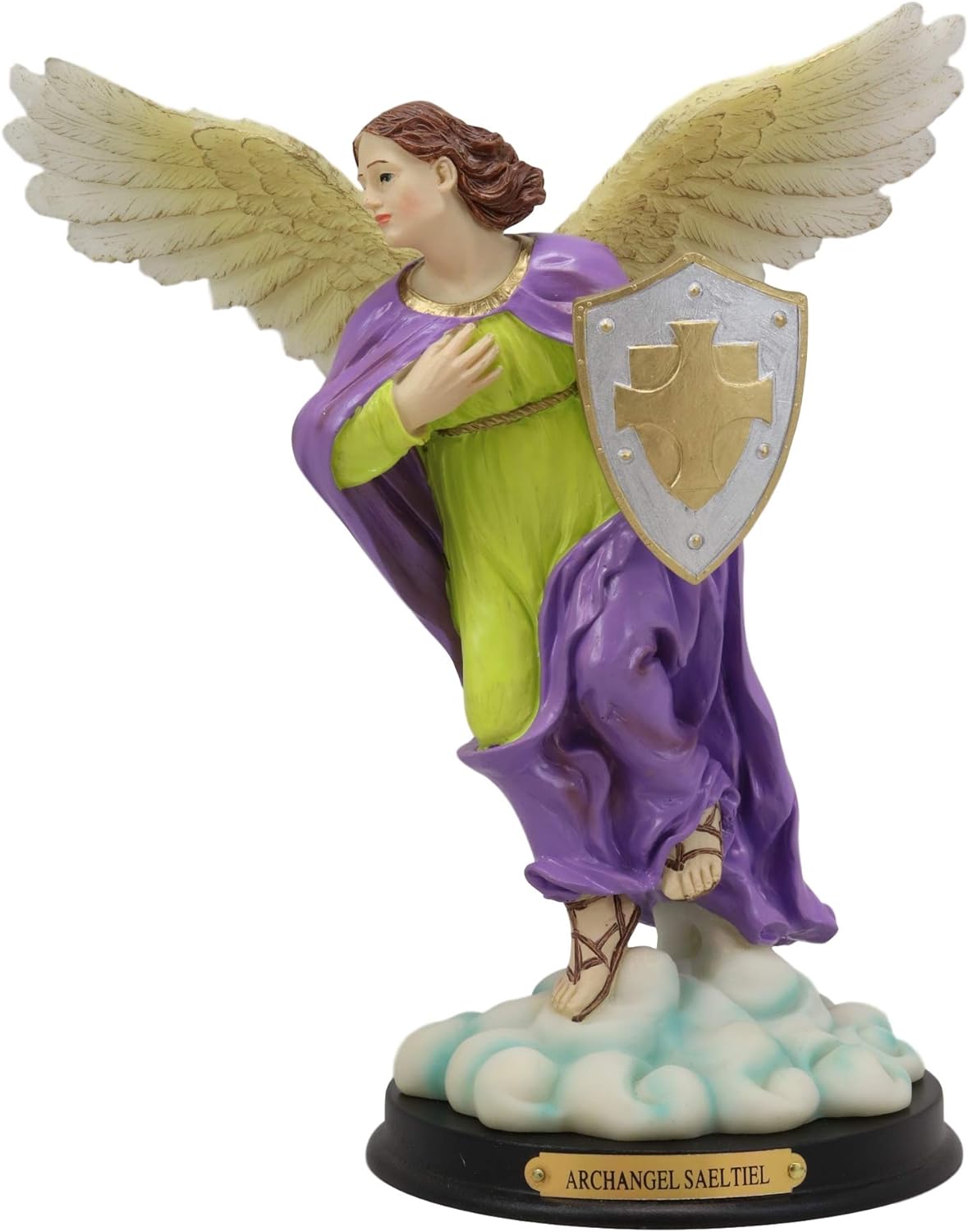 Holy Archangel Saint Selaphiel Sealtiel Carrying Shield Of Faith Statue With Brass Name Plate 10 ...