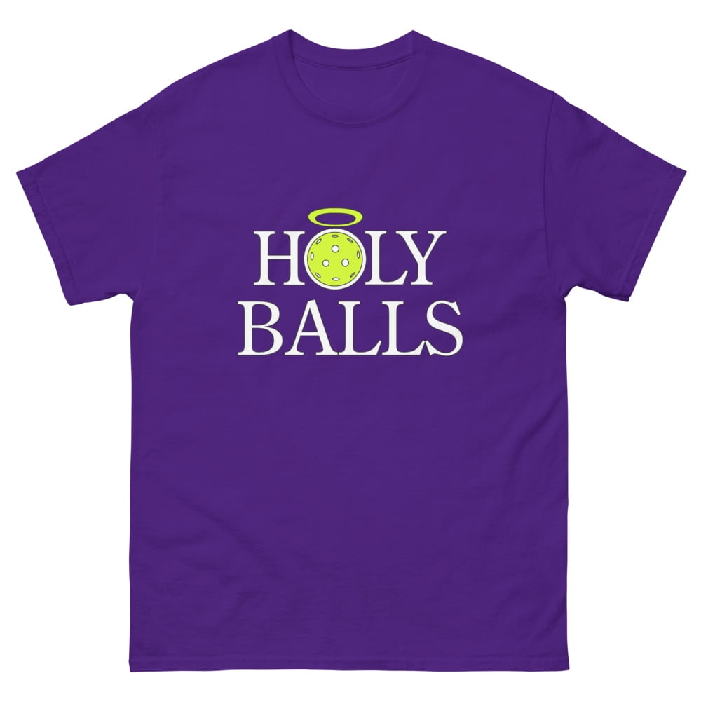 Holy Balls Pickleball with Halo - Men's classic tee with balls (Purple ...