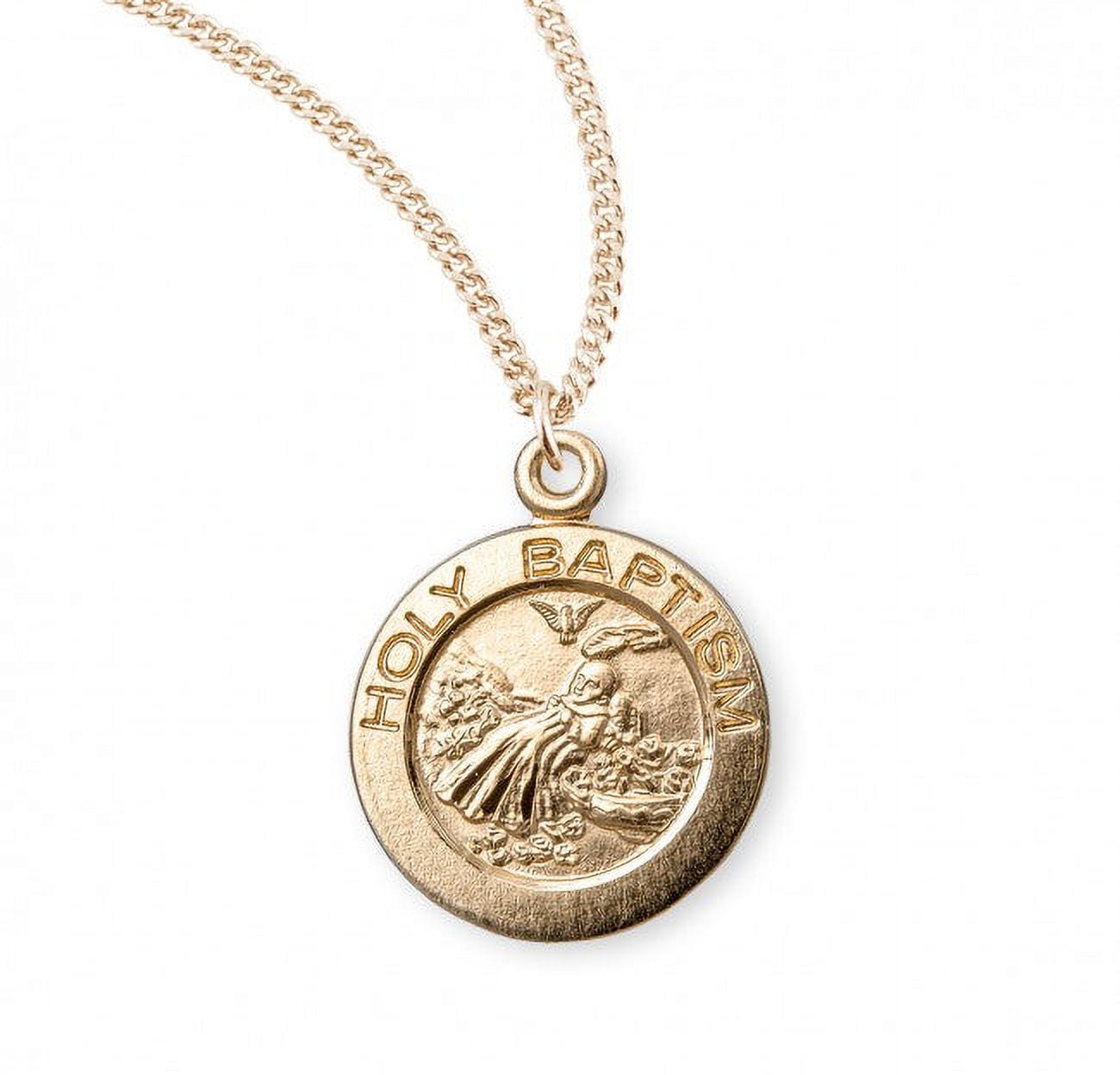 Holy Baptism Round Gold Over Sterling Silver Medal - Walmart.com