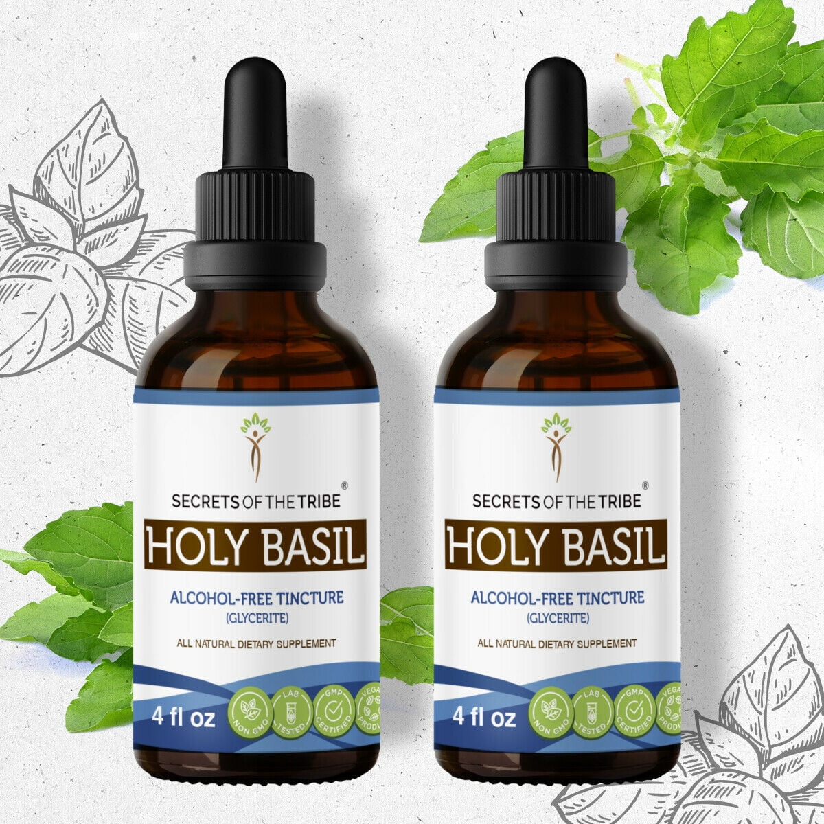 Holy Basil Tincture Alcohol-FREE Extract, Holy Basil (Ocimum ...