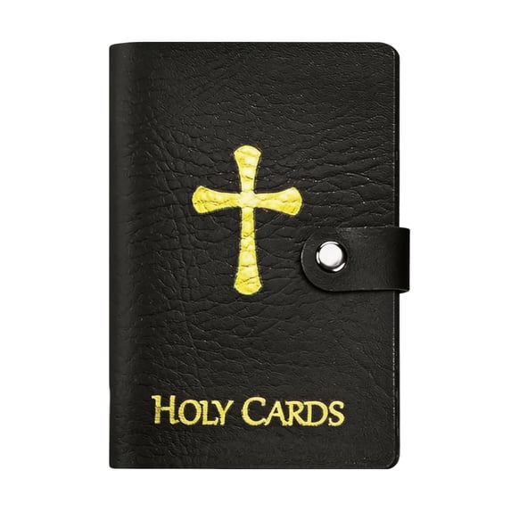 Holy Card Holder, Faux Leather Snap Closure Portable Prayer Card ...