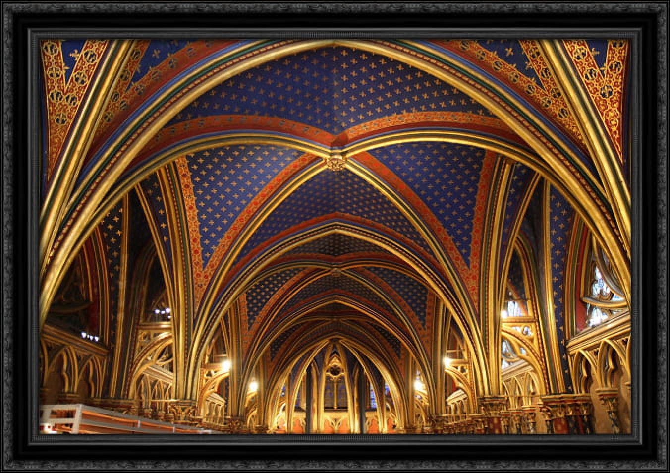 Holy Chapel Ceiling, Paris 40x28 Large Black Ornate Wood Framed Canvas ...