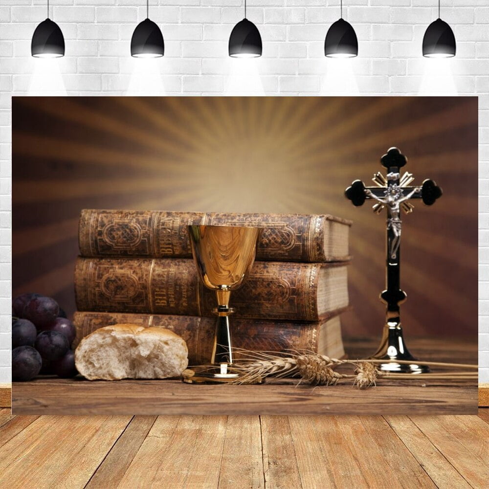 Holy Communion Cup Bible Bread Grapes Christian Photography Backdrops ...