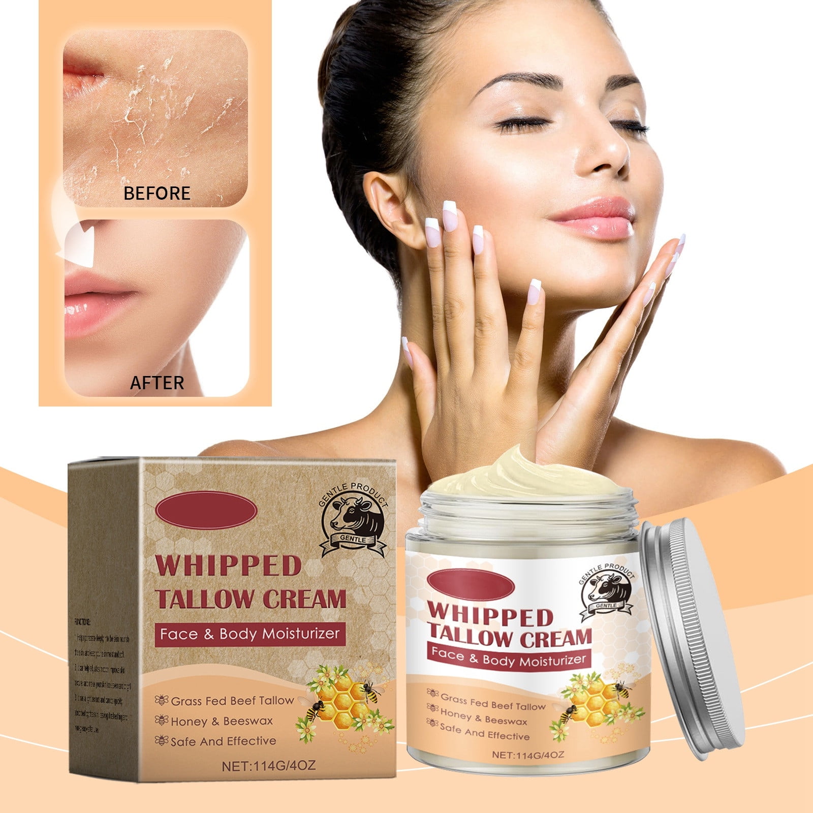 Holy Cow Beef Tallow Beef Honey Cream Nourishes And Moisturizes The ...