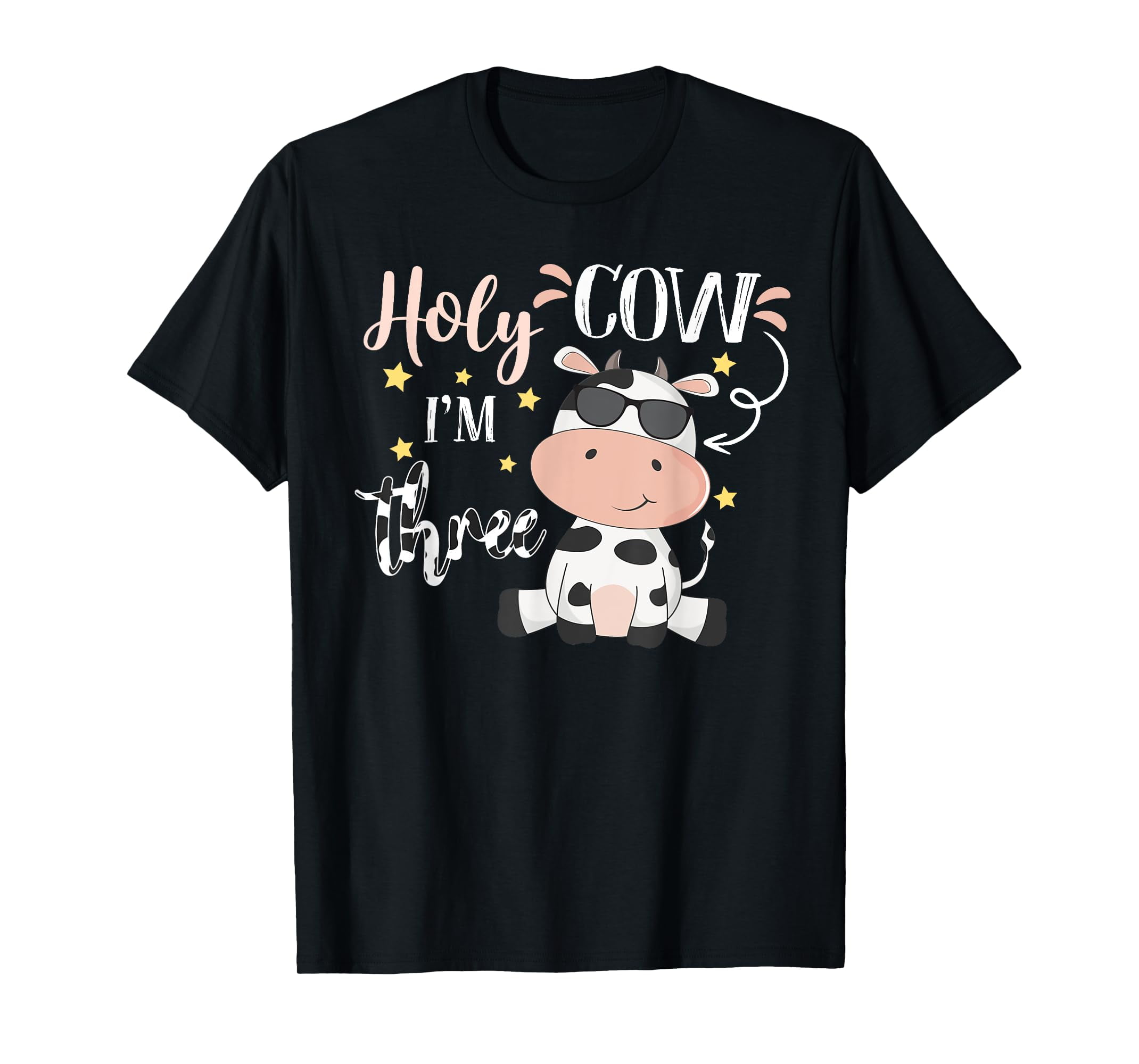 Holy Cow I'm Three Cow Farm Theme Birthday 3 Years Old T-Shirt ...