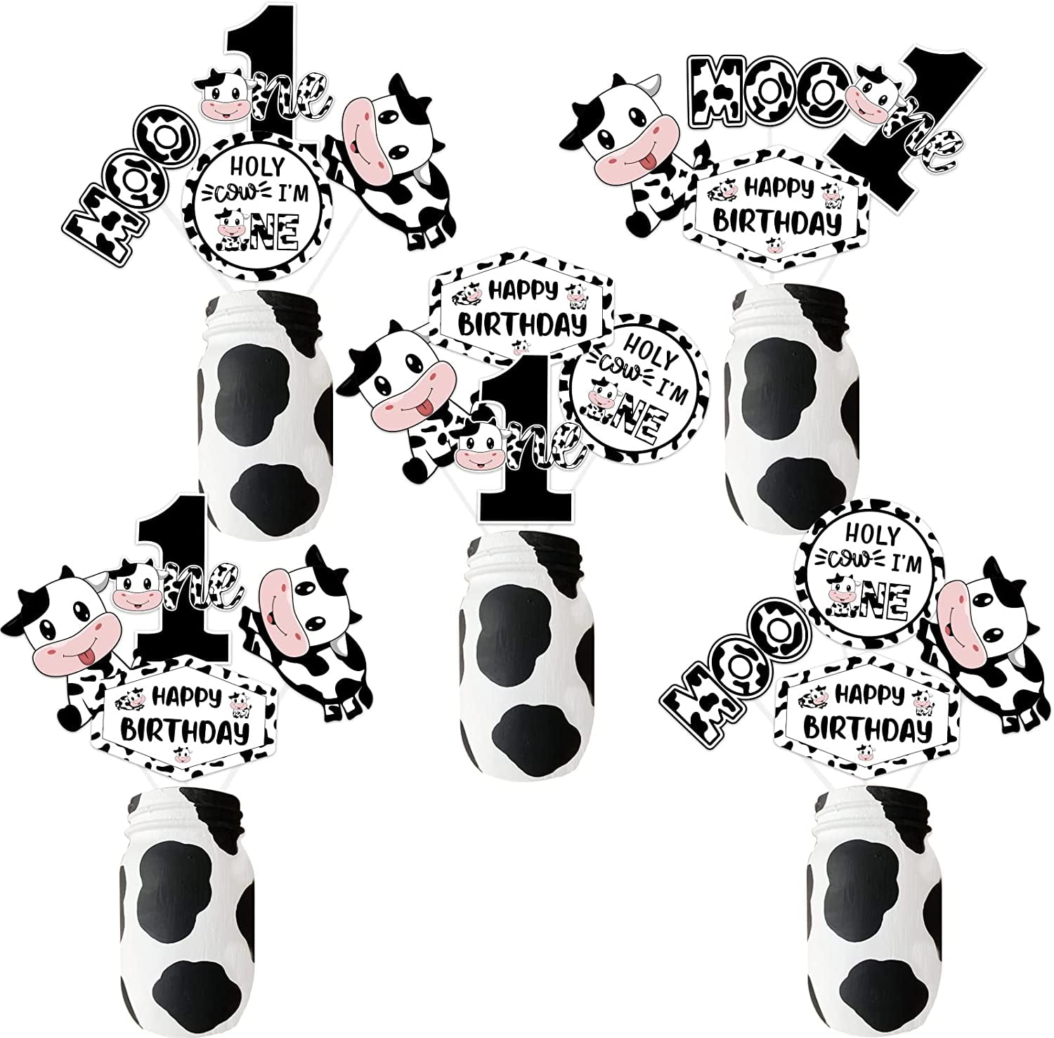 Holy Cow Im One - 24 Pieces Cow First Birthday Decorations Moo Moo 1st ...
