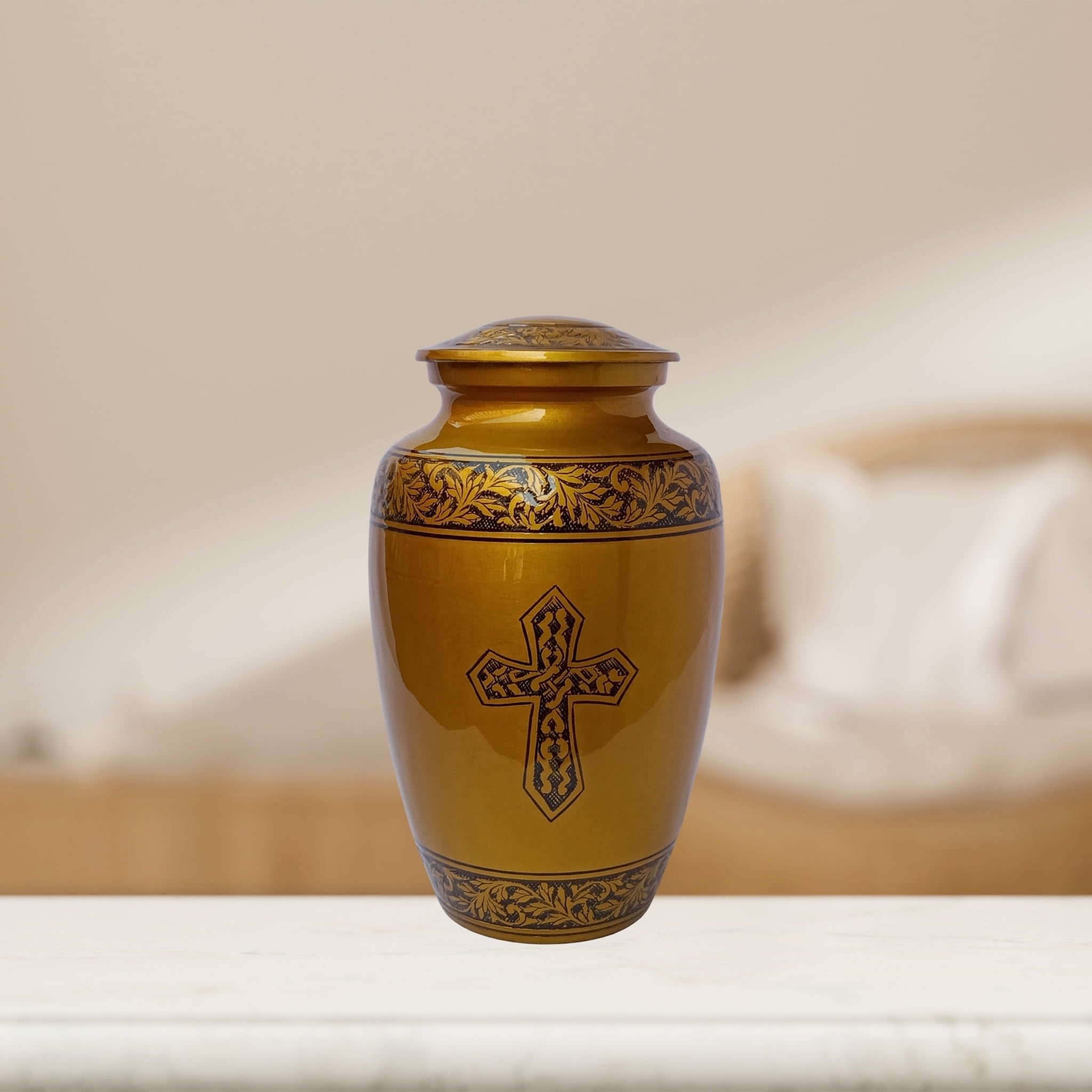 Holy Cross Large Adult Cremation Urn for Human Ashes With Velvet Bag ...