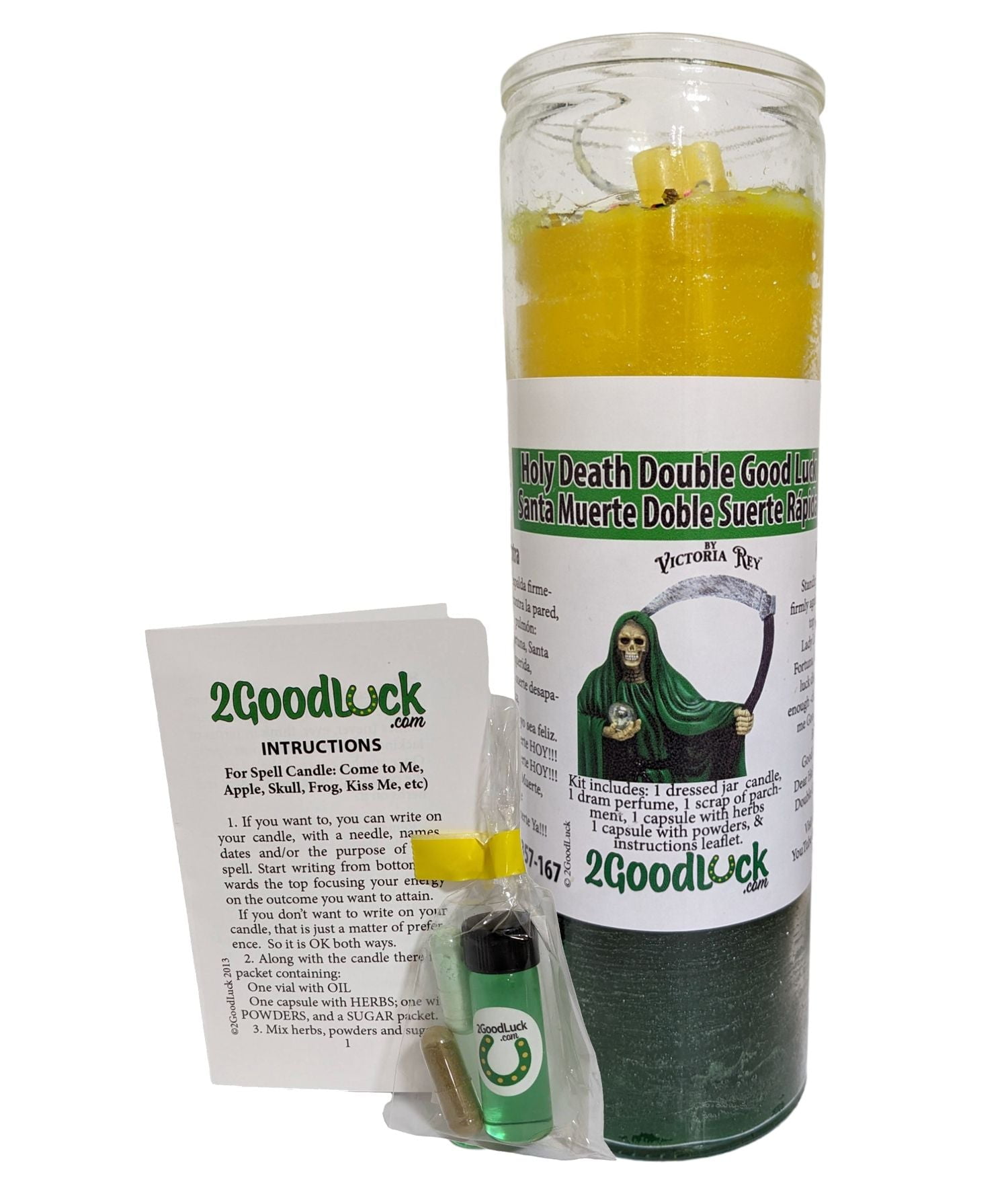 Holy Death Double Good Luck Dressed Candle Kit - Santa Muerte Doble ...