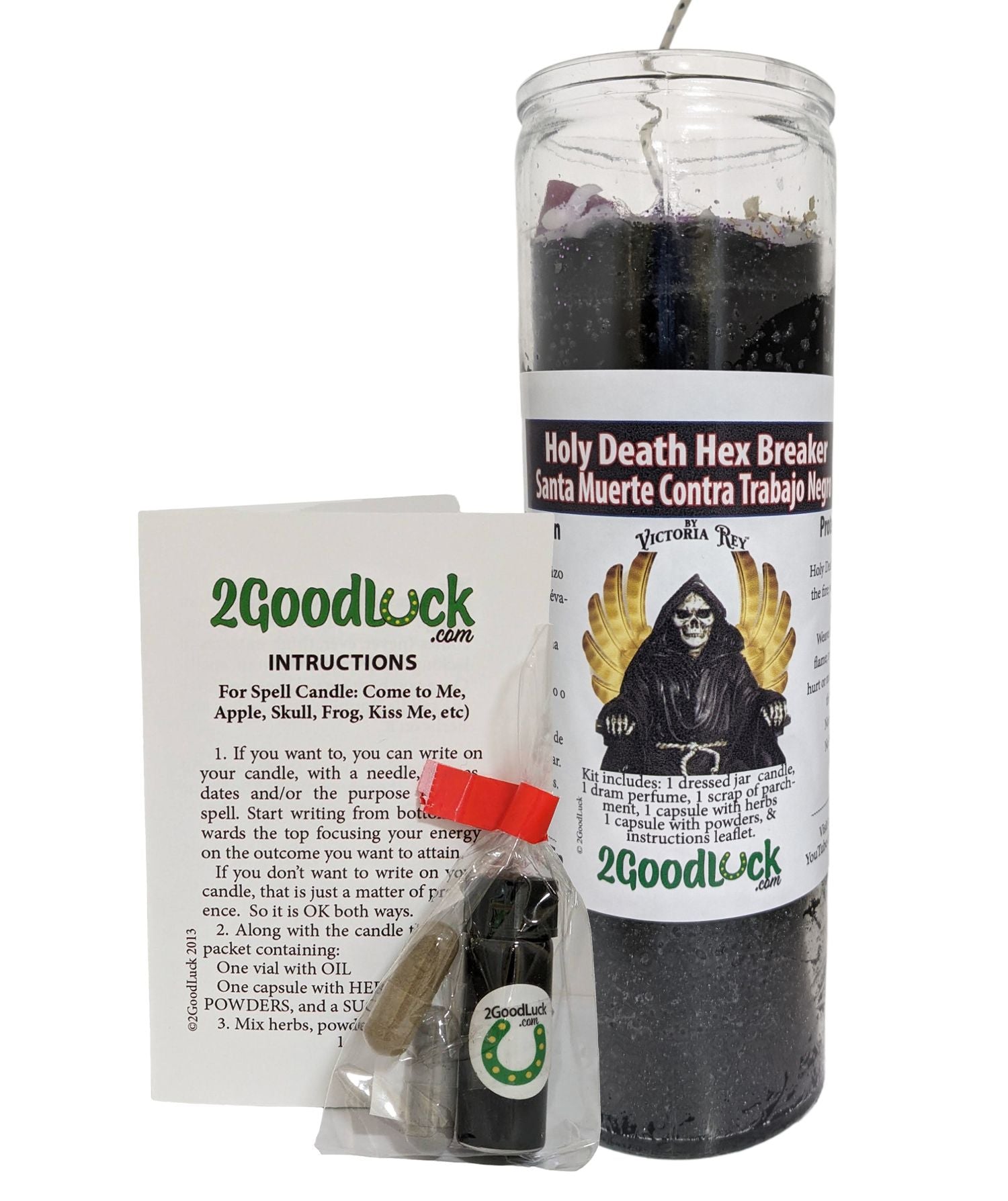 Holy Death Hex Breaker Dressed Candle Kit - Santa Muerte Contra Trabajo ...