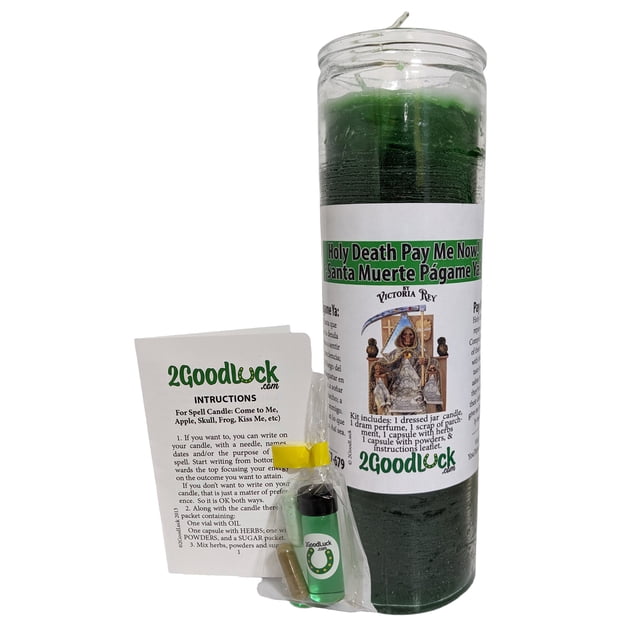 Holy Death Pay Me Now Dressed Candle Kit - Santa Muerte Pagame Pronto ...
