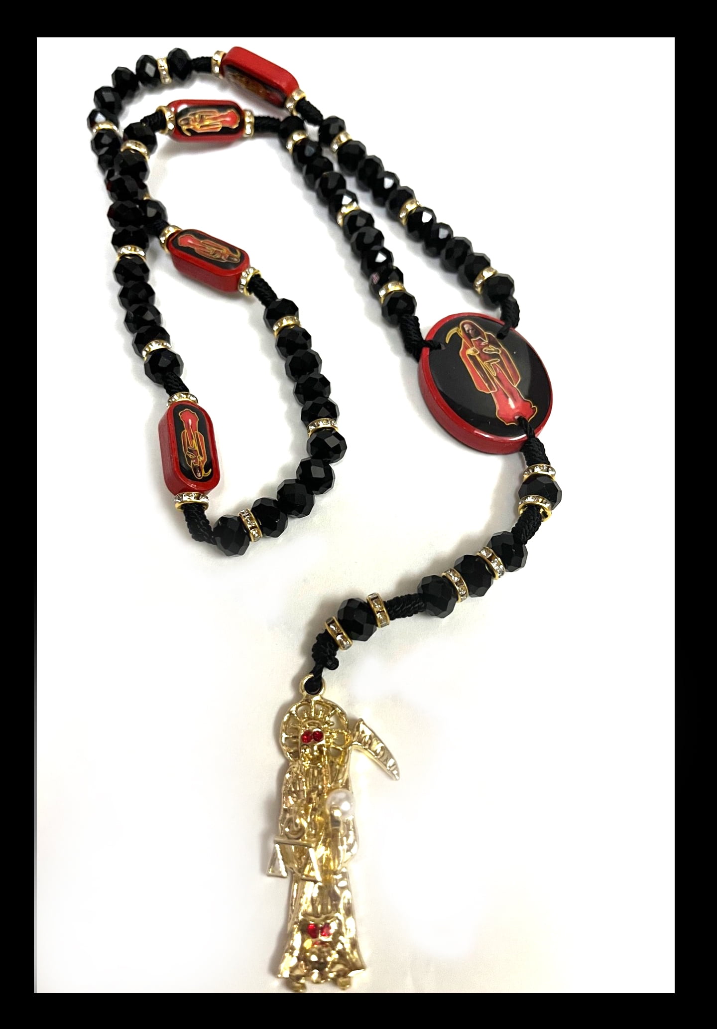 Holy Death's Necklace, Rosary Style Collar de la Santa Muerte estilo Rosario - Walmart.com