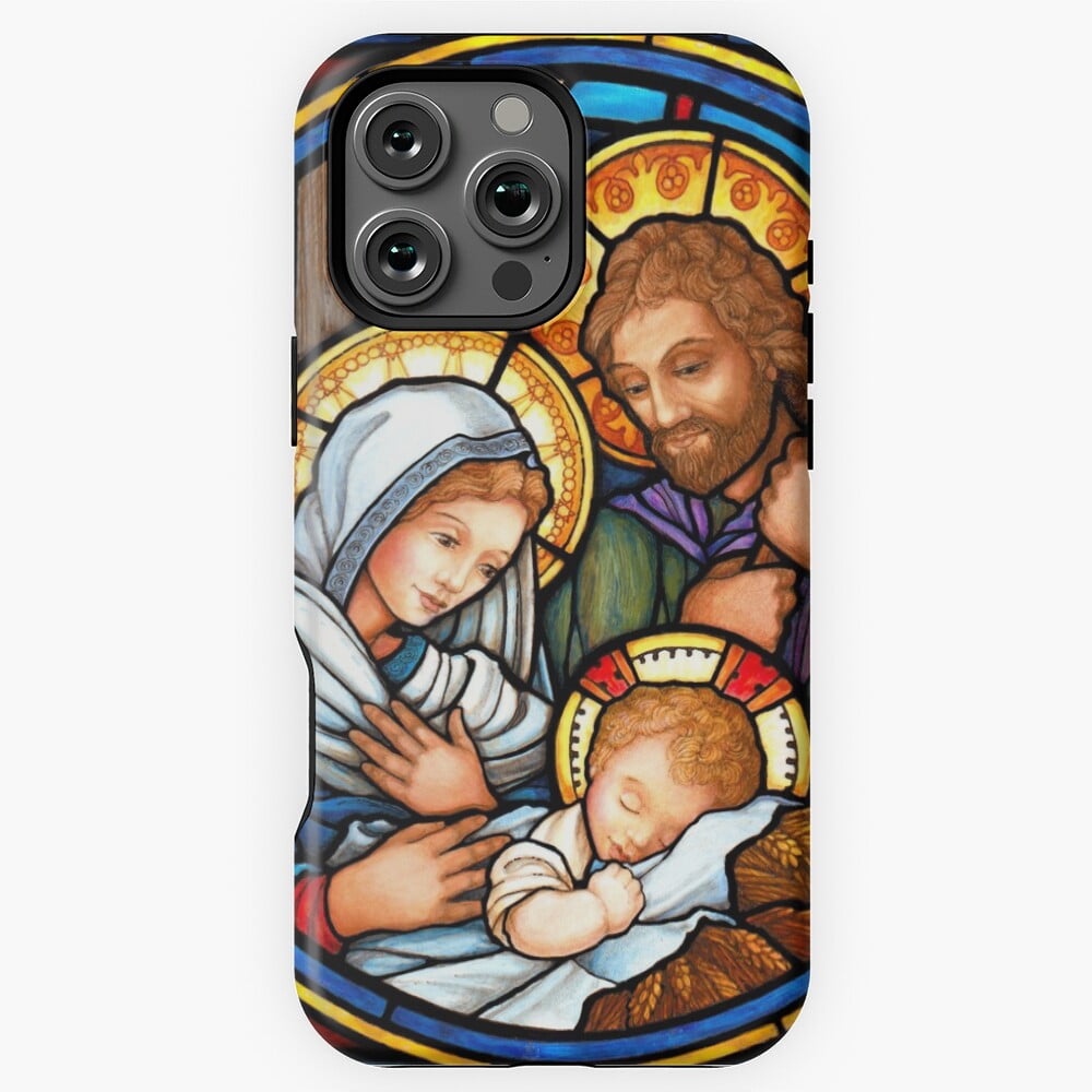 Holy Family Art Glass Religious Scene Phone Case For iPhone 17 16 15 14 ...