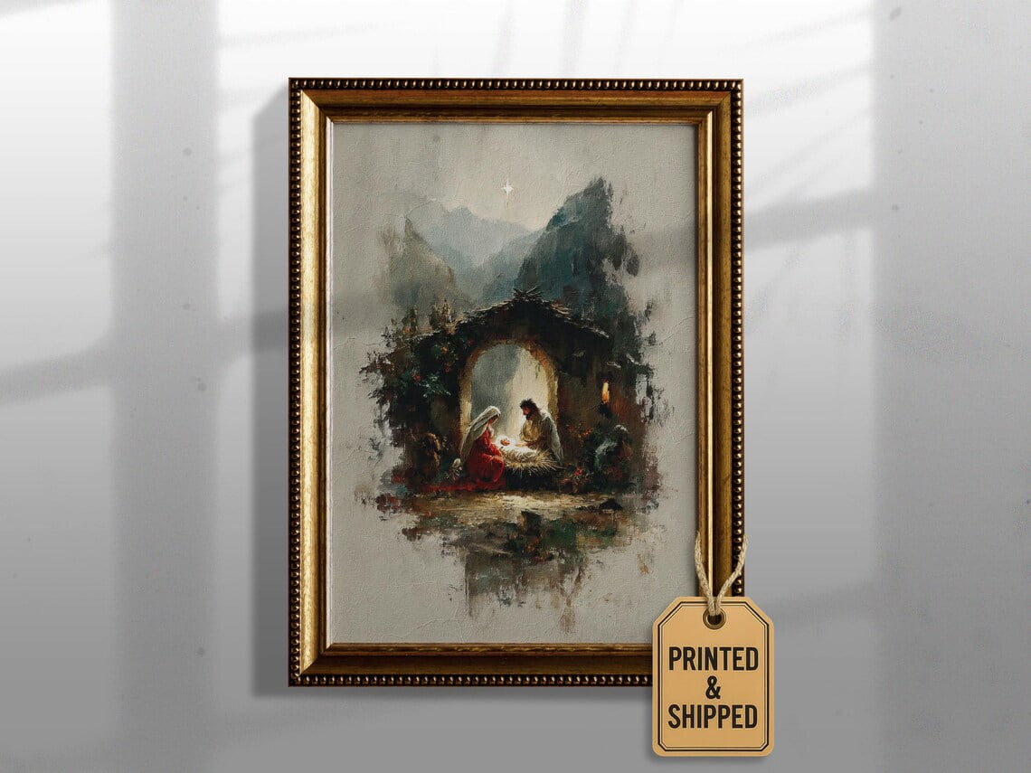 Holy Family At Bethlehem – Nativity Scene Wall Art Christmas Catholic ...